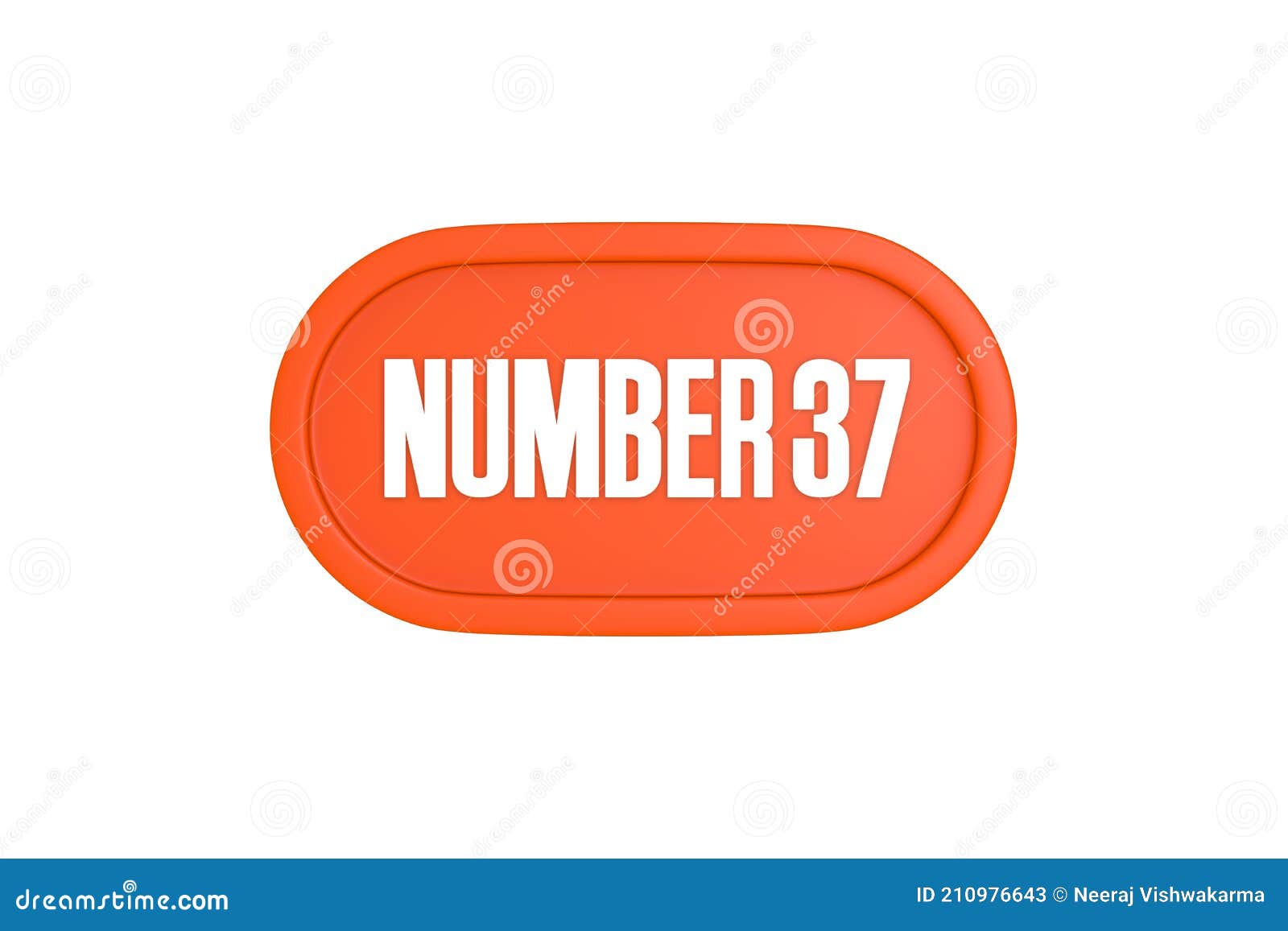 37 Number Sign in Orange Color Isolated on White Background, 3d Render ...