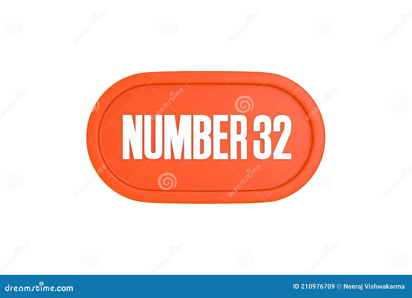 32 Number Sign in Orange Color Isolated on White Background, 3d Render ...