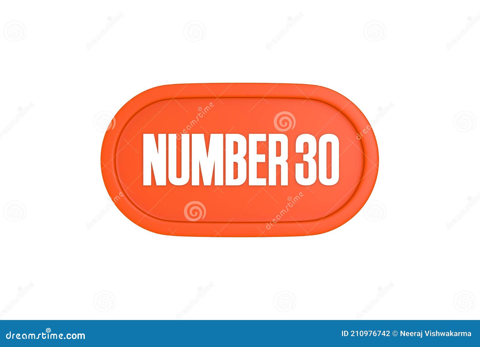 30 Number Sign in Orange Color Isolated on White Background, 3d Render ...