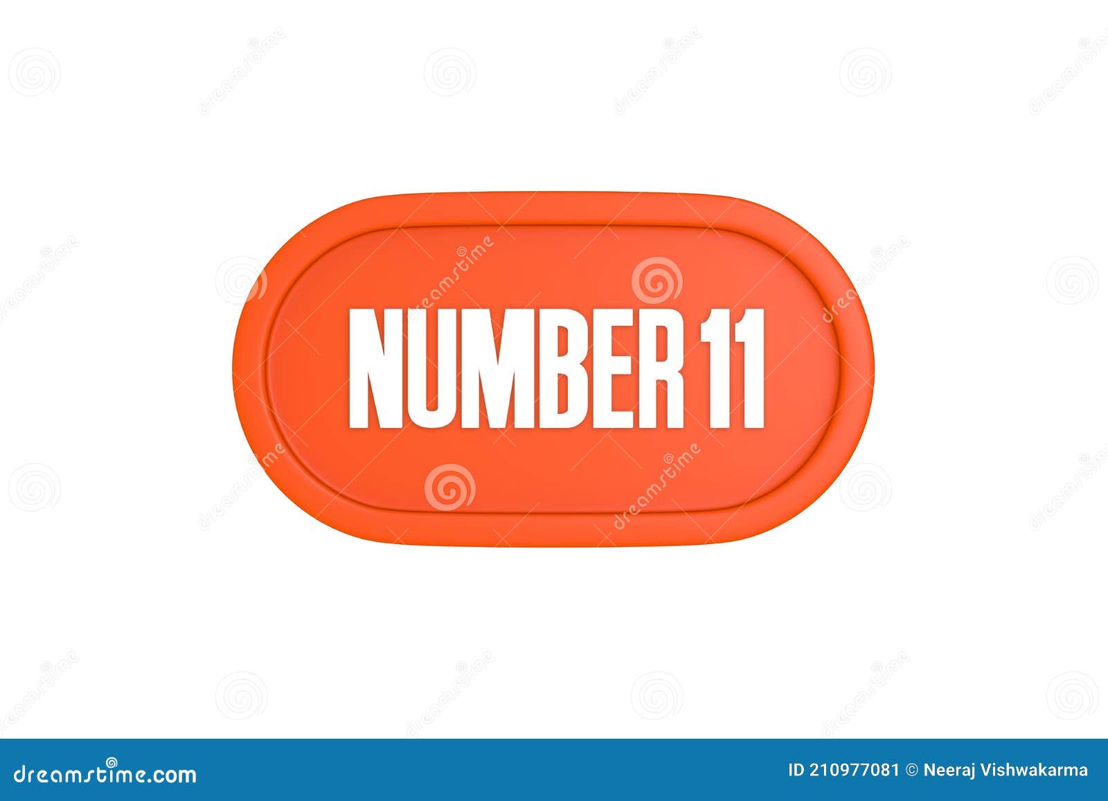 11 Number Sign in Orange Color Isolated on White Background, 3d Render ...