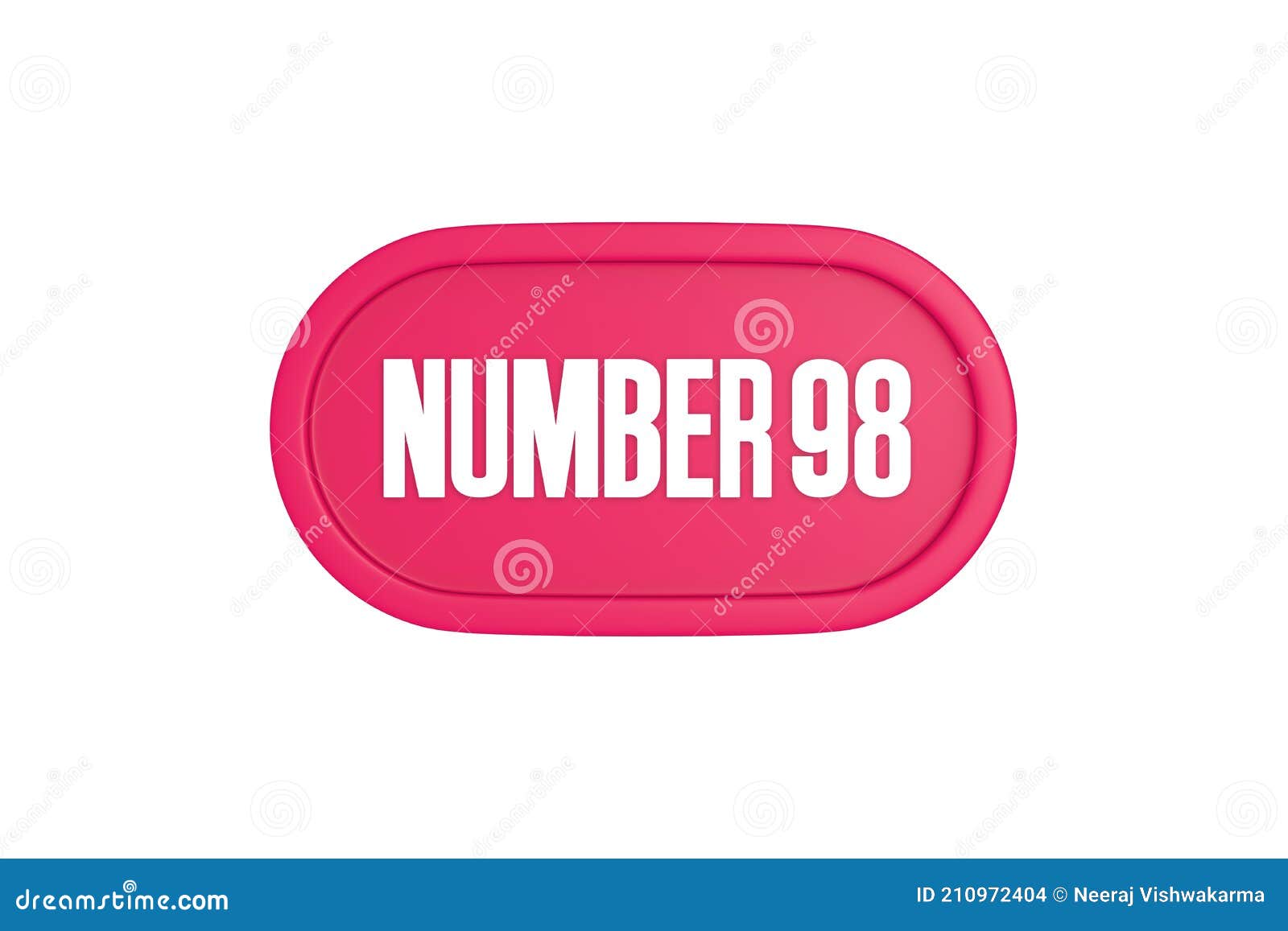 98 Number Sign in Pink Color Isolated on White Background, 3d Render ...