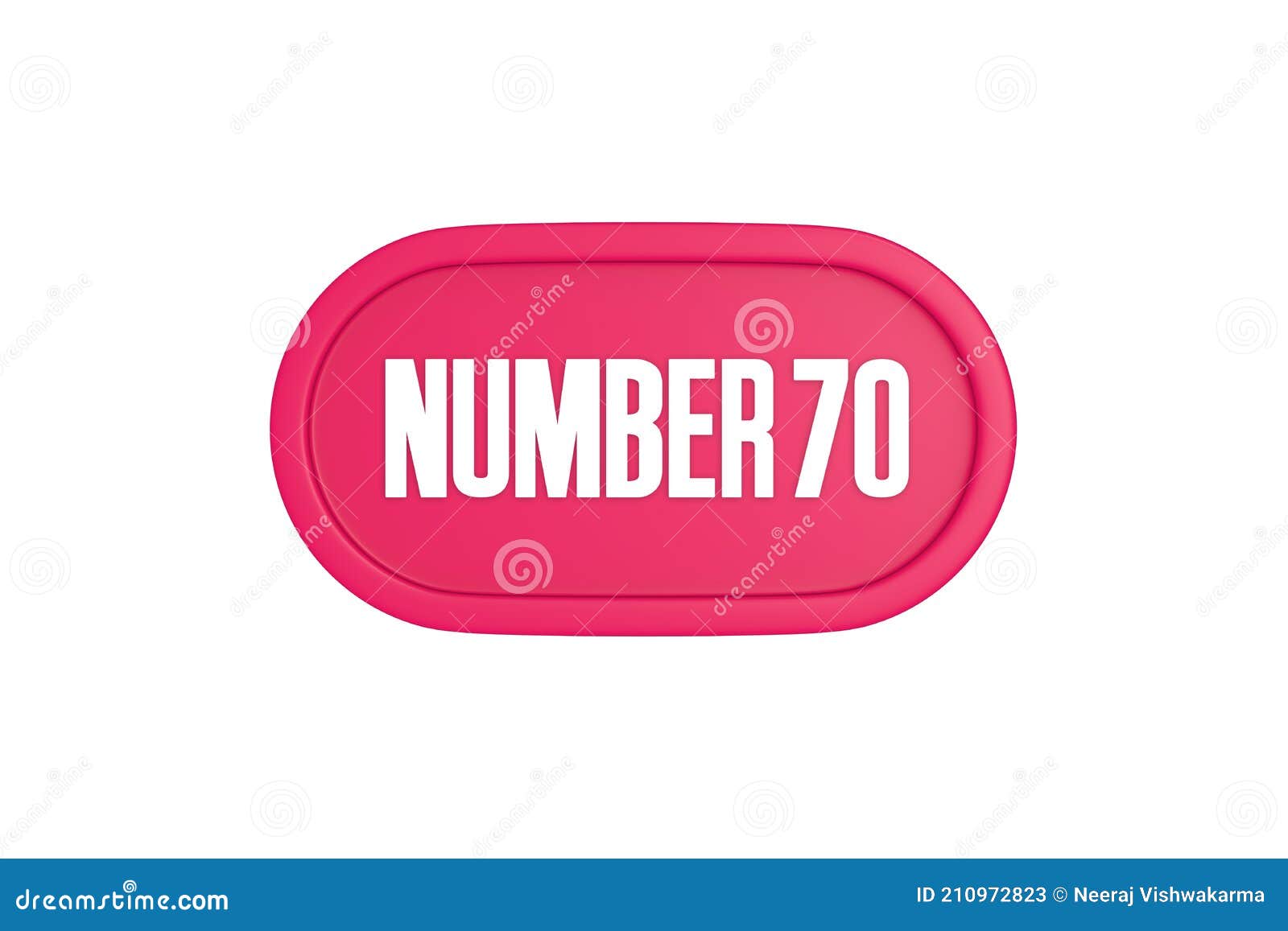 70 Number Sign in Pink Color Isolated on White Background, 3d Render ...