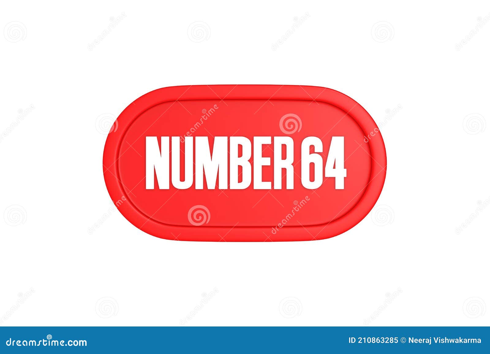 64 Number Sign in Red Color Isolated on White Background, 3d Render ...