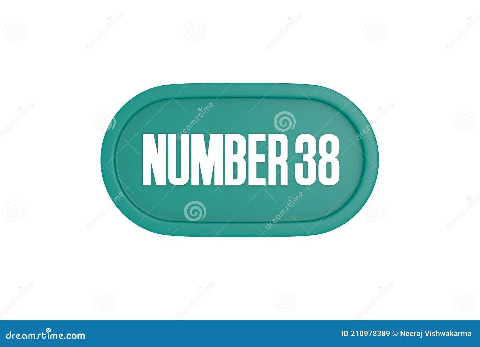 38 Number Sign in Teal Color Isolated on White Background, 3d Render ...