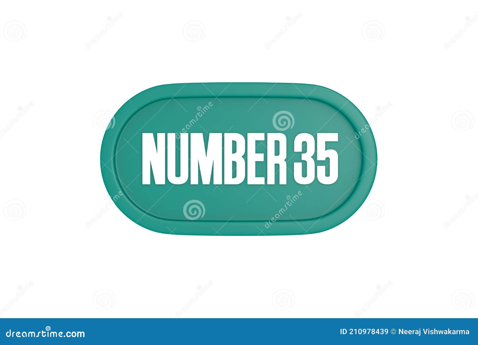 35 Number Sign in Teal Color Isolated on White Background, 3d Render ...