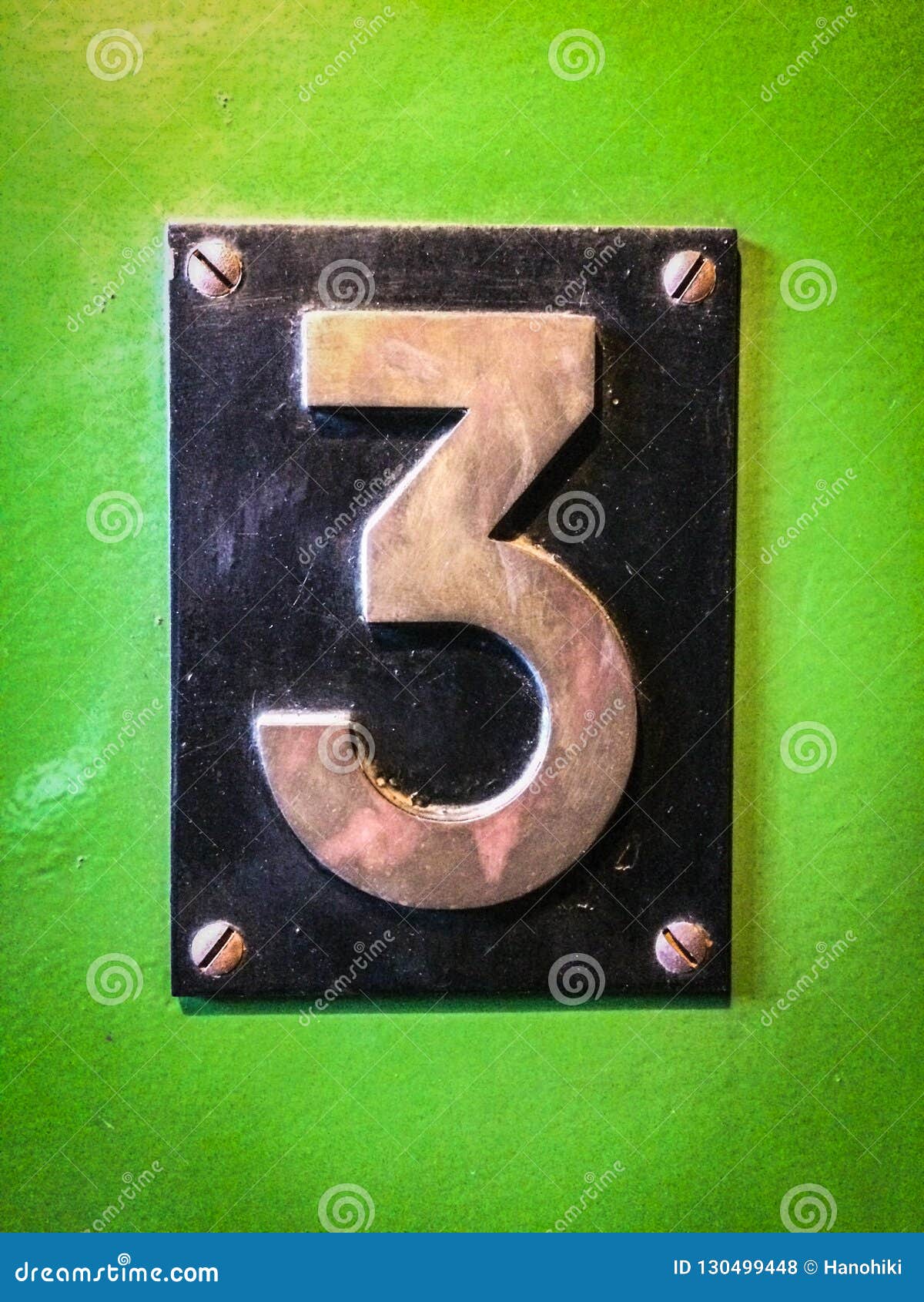 Number 3 Sign , Number Three Metal Sign on Green Background Stock Photo ...