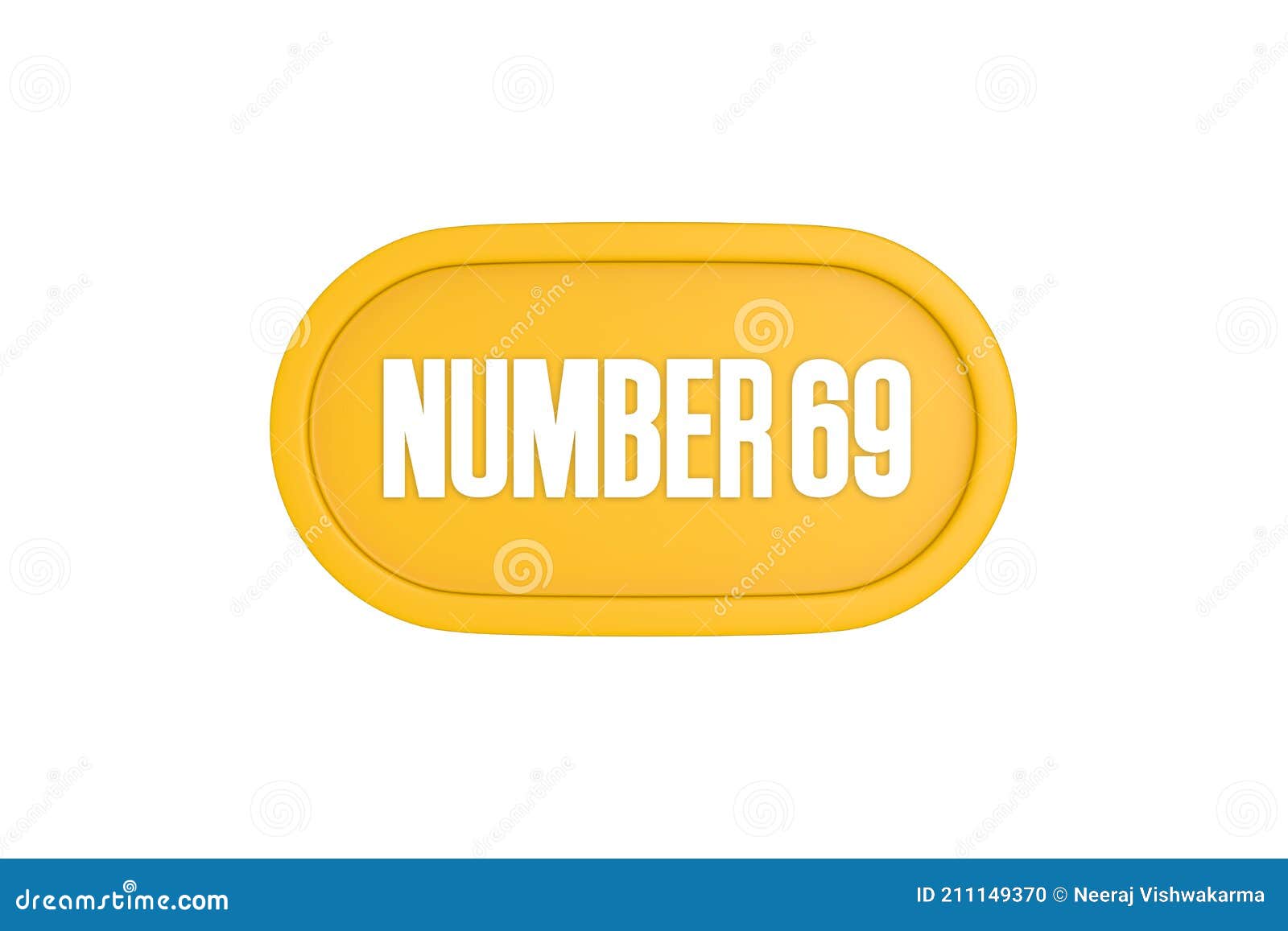 69 Number Sign in Yellow Color Isolated on White Background, 3d Render ...