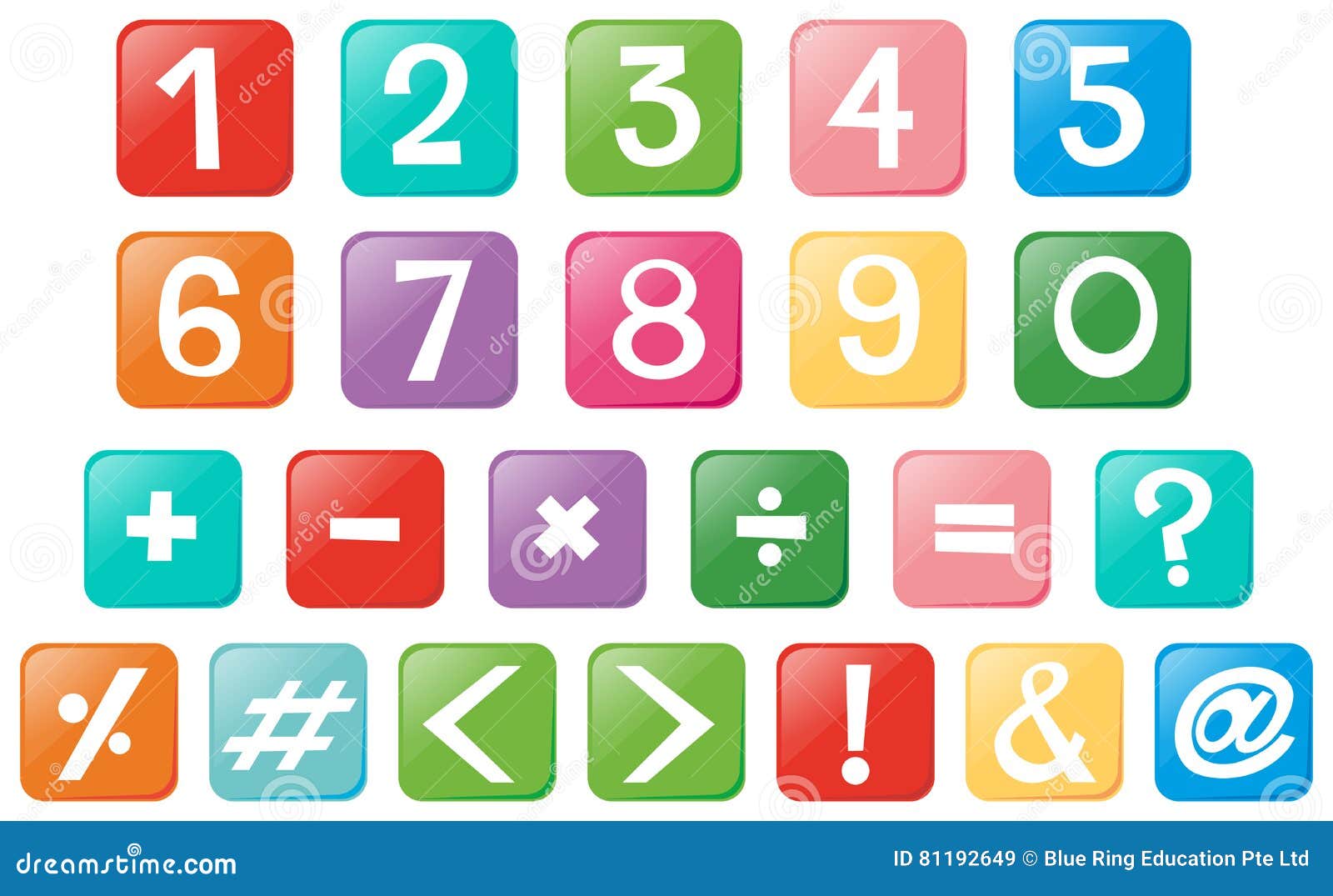 Number And Signs On Square Buttons Stock Illustration | CartoonDealer ...