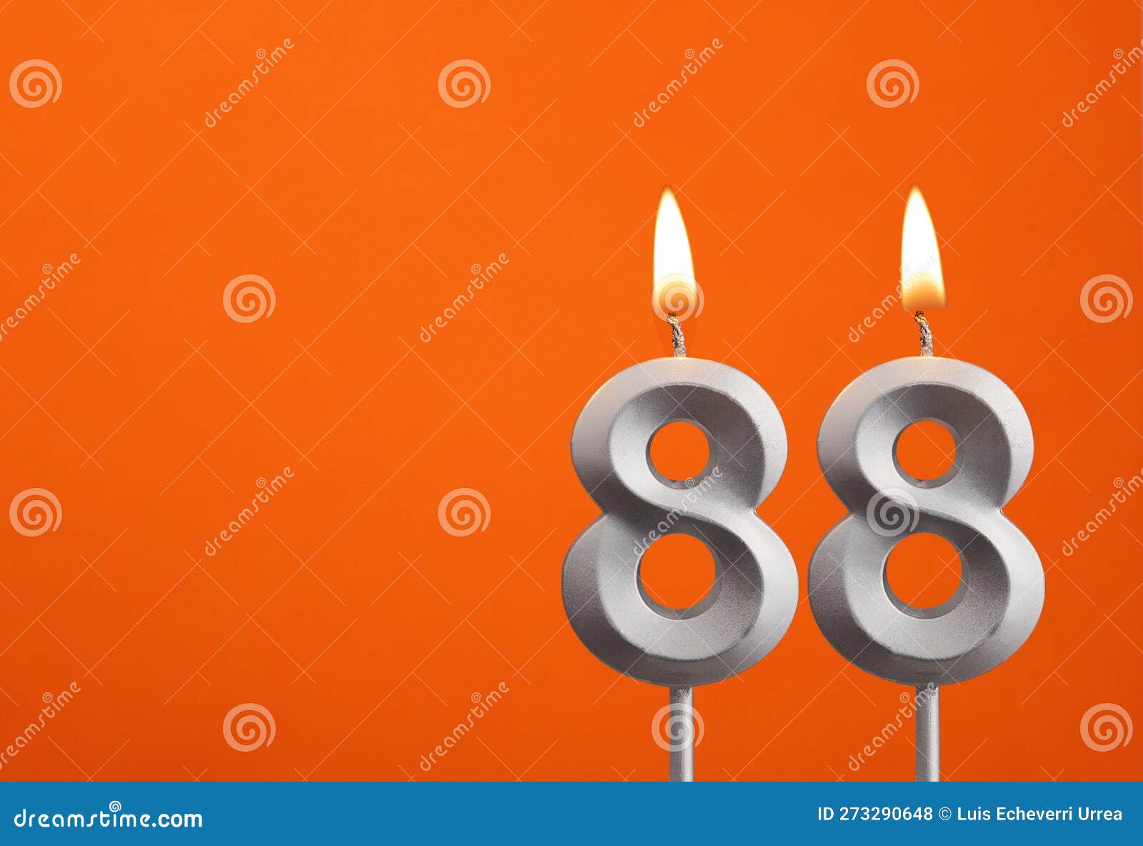Number 88 - Silver Anniversary Candle on Orange Background Stock Photo ...