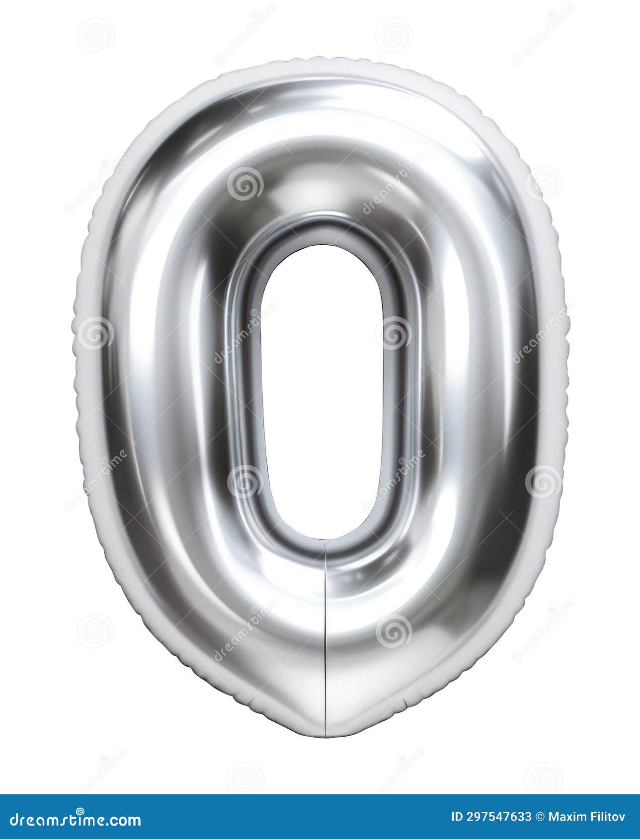 Number 0 Silver Balloon Isolated on Transparent Background. 3D Number ...