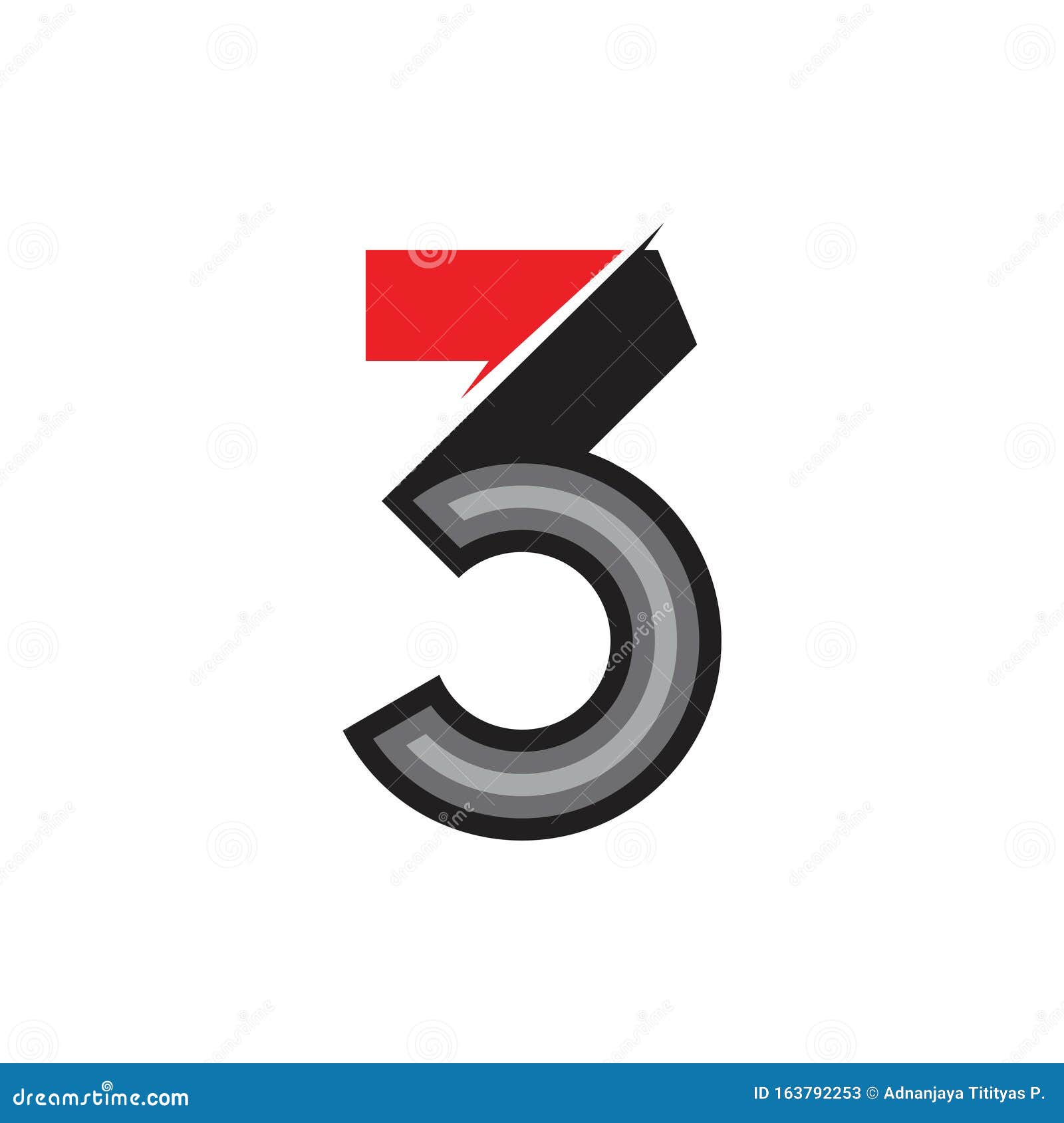 Number 3 Simple Geometric Circle Logo Vector Stock Vector ...