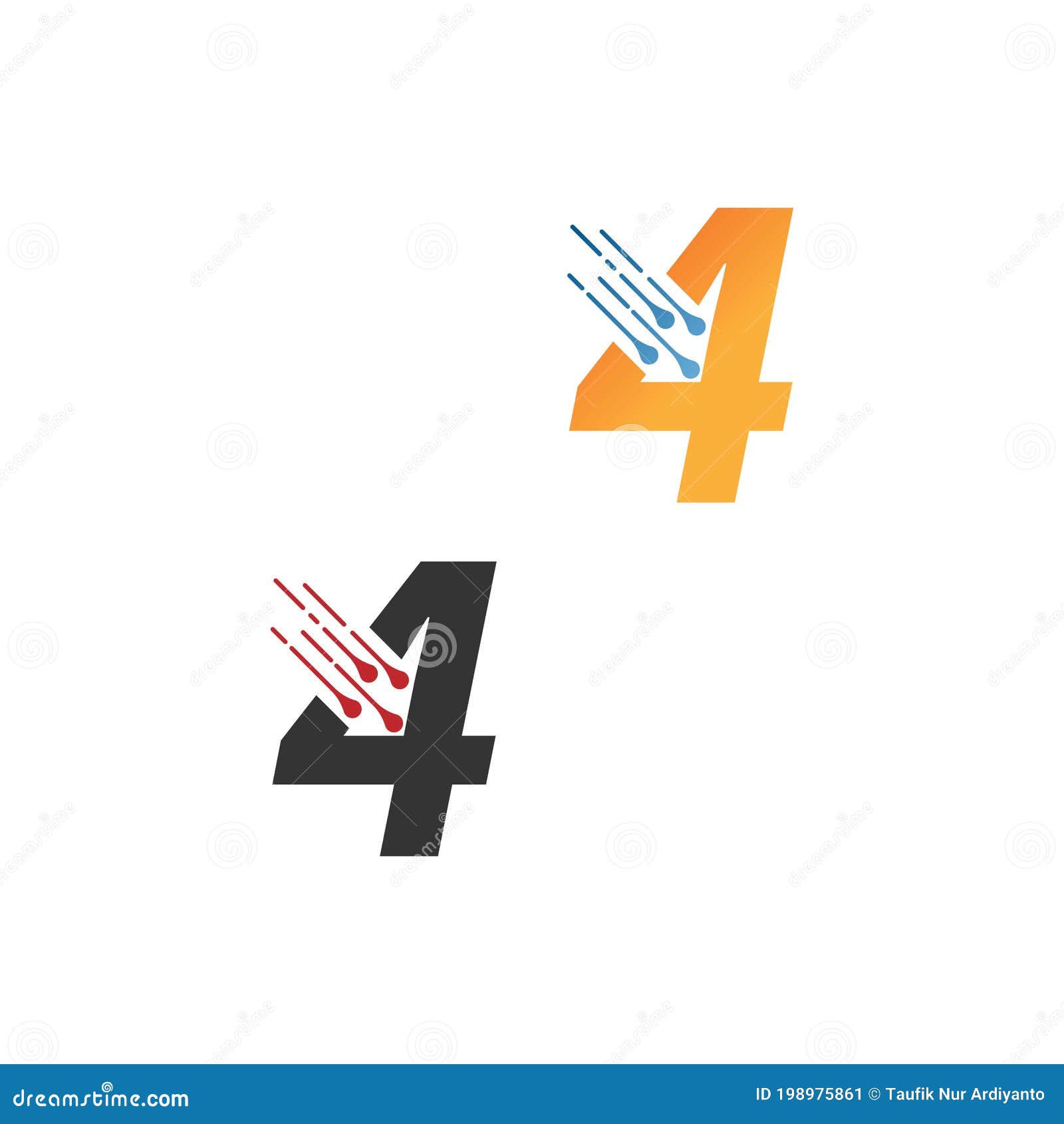 Number 4 Simple Tech Logo with Circuit Lines Style Icon Stock Vector ...