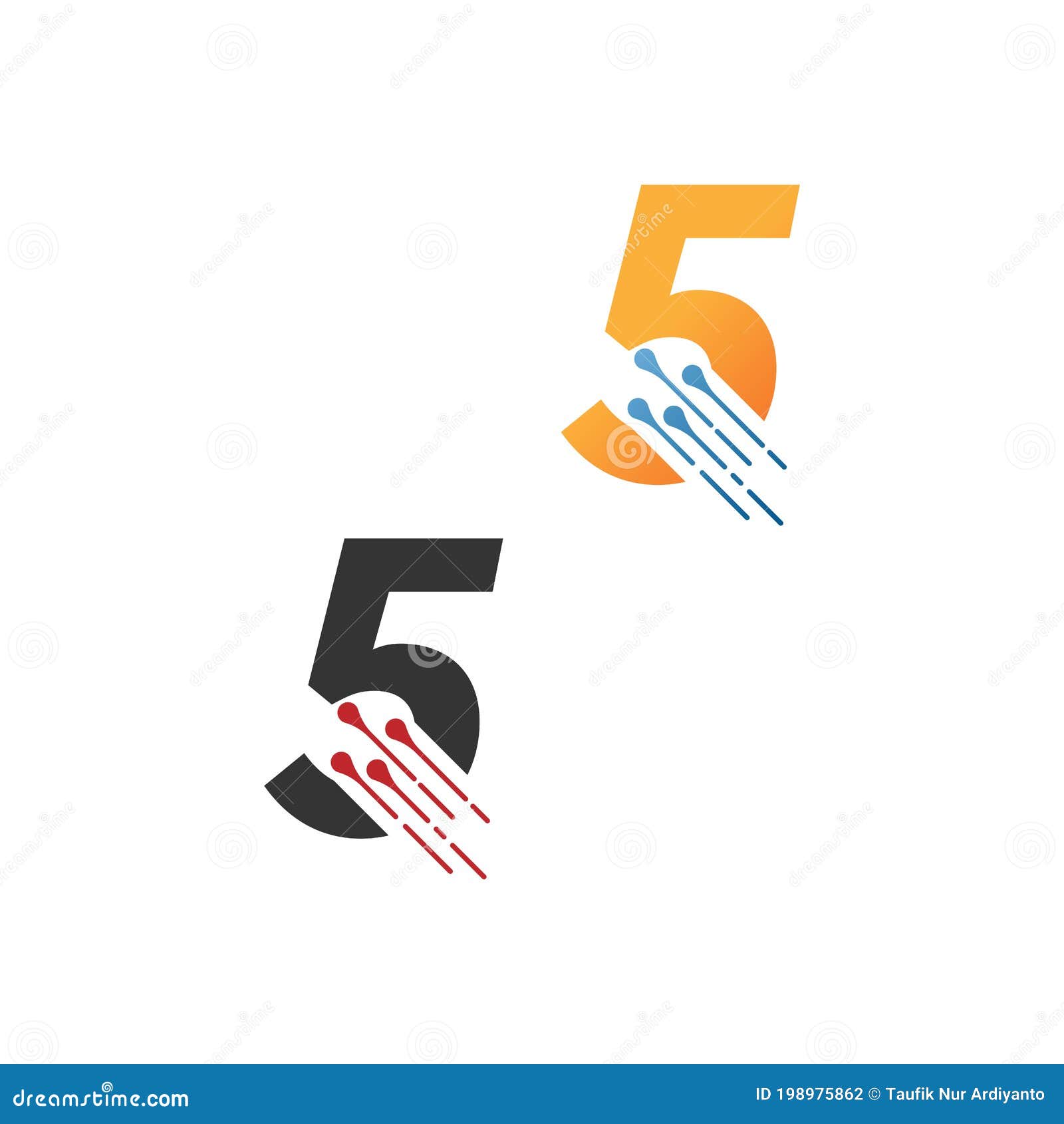 Number 5 Simple Tech Logo with Circuit Lines Style Icon Stock Vector ...