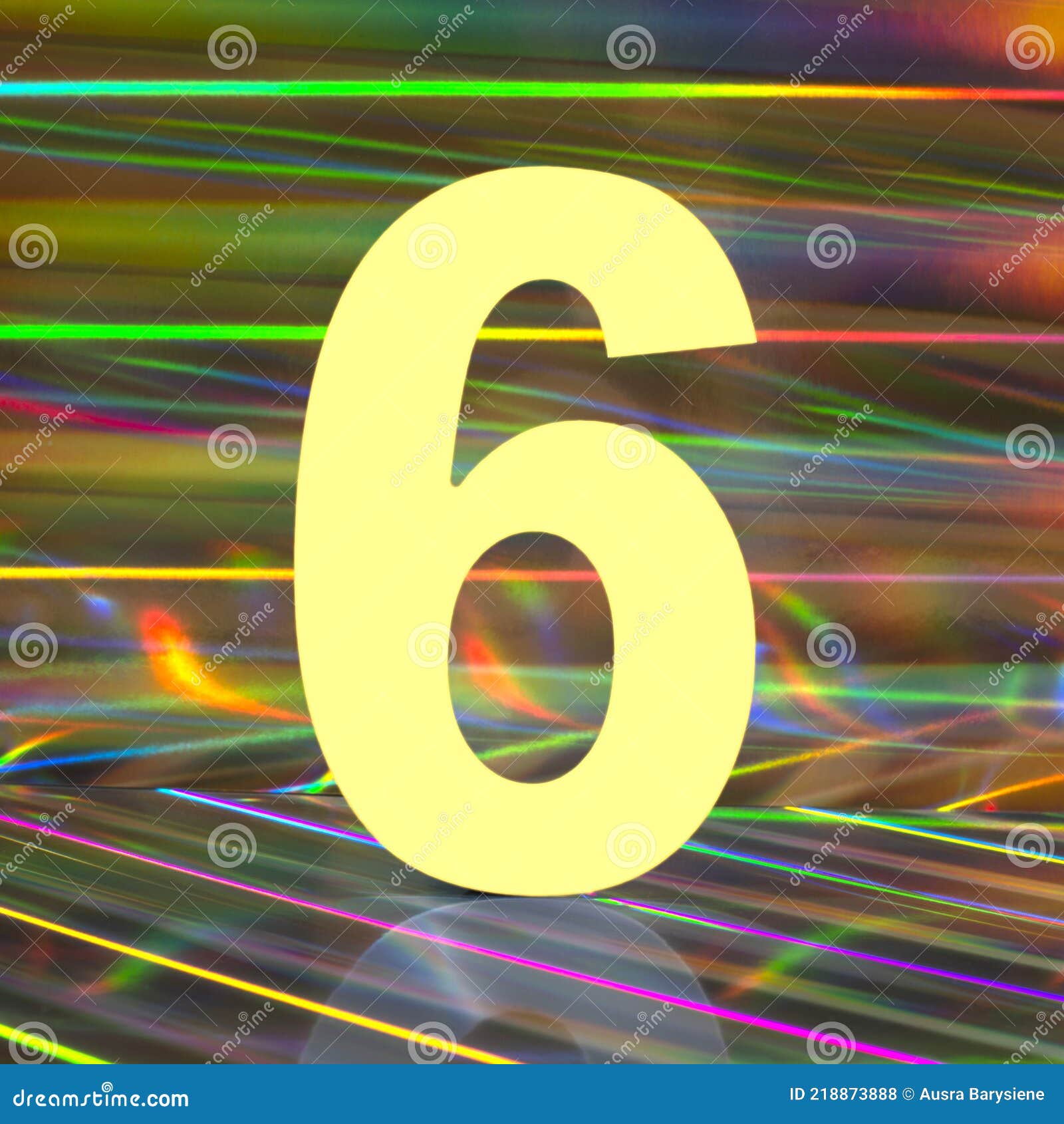 Number Six on Abstract Multicolored Holographic Background Stock Photo ...