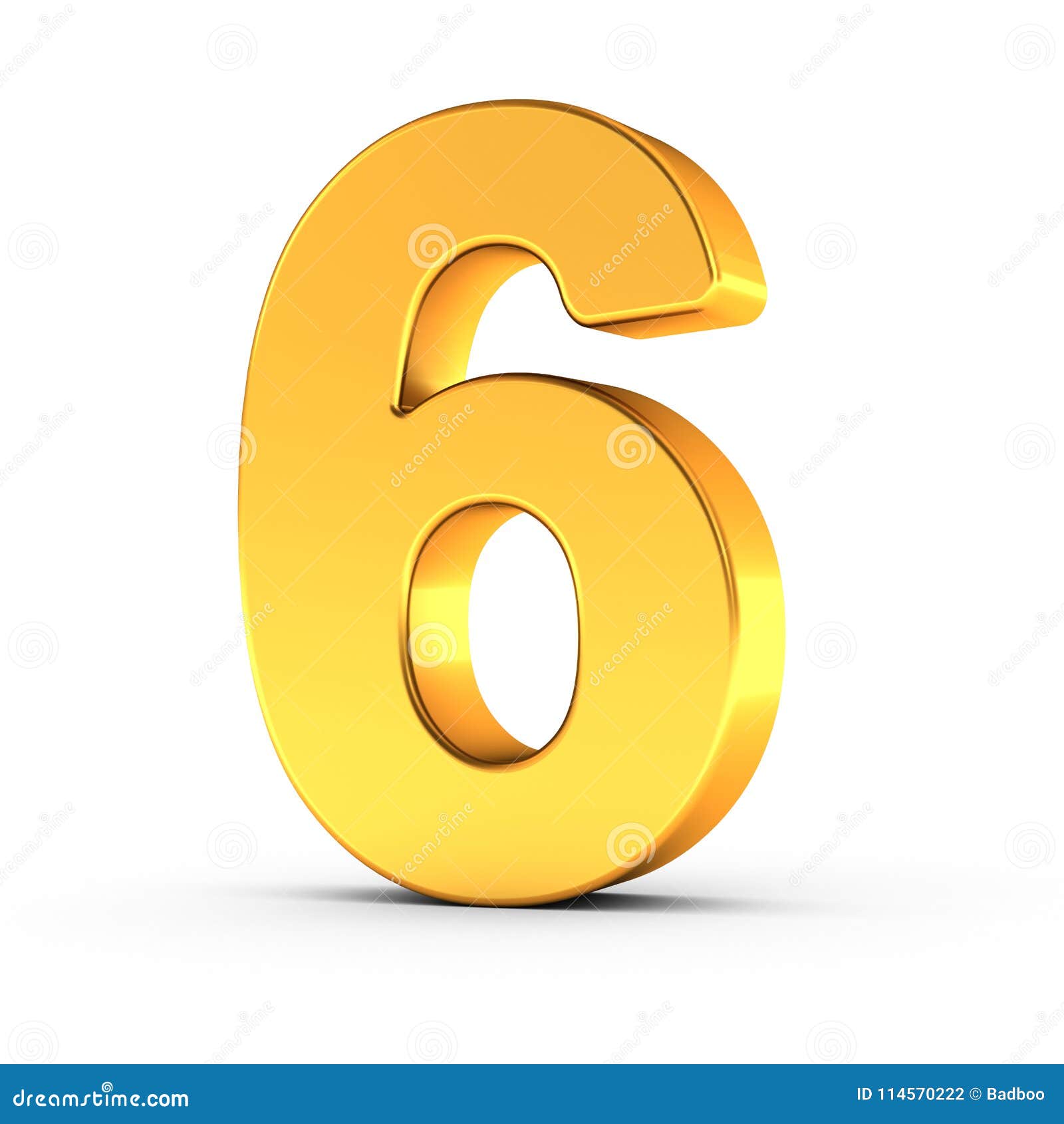The Number Six As a Polished Golden Object with Clipping Path Stock ...