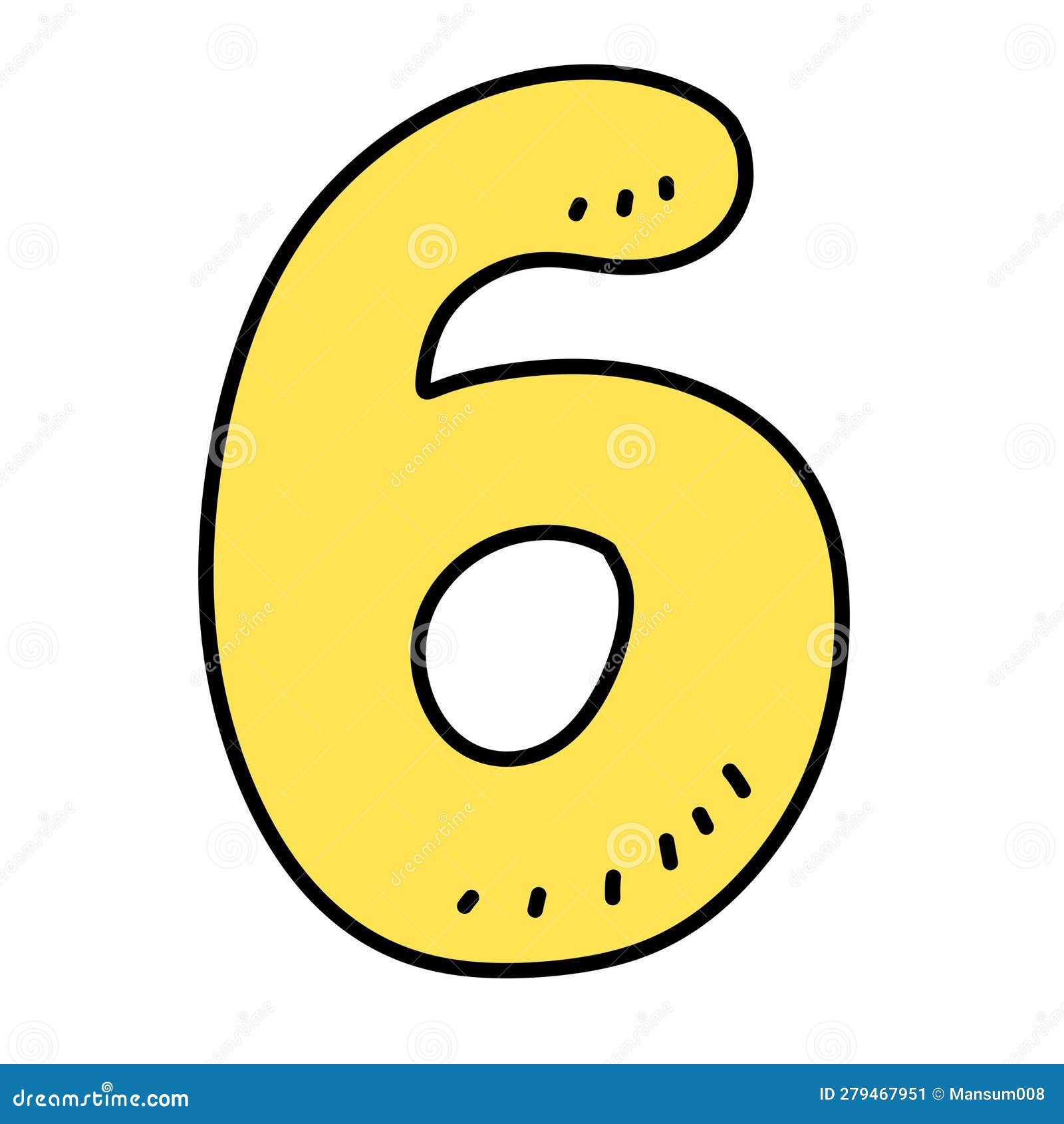 Number Six Comic Style Illustration Stock Illustration - Illustration ...