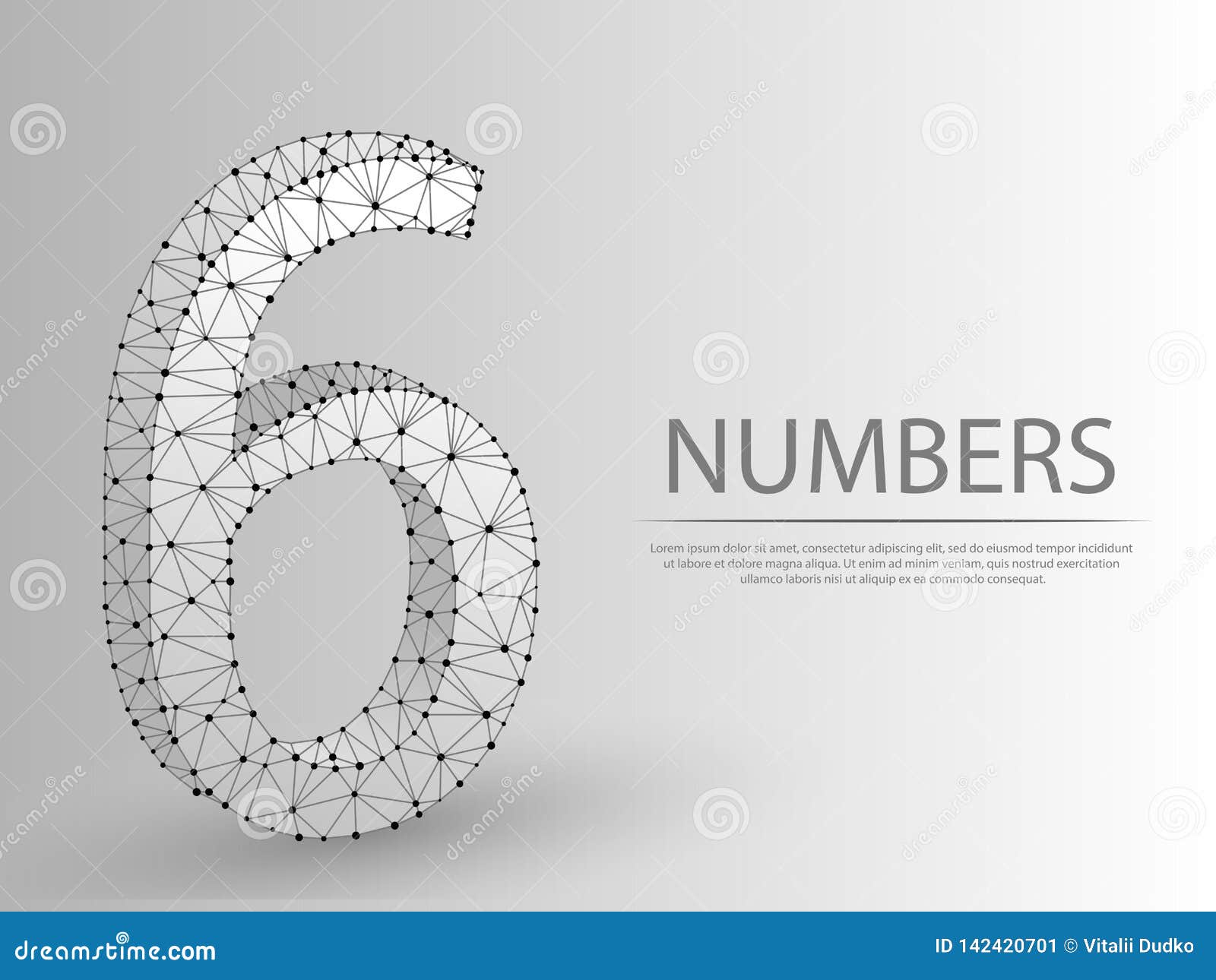 Number Six 3D Low Poly Abstract Illustration.Origami Vector Digit 6 ...