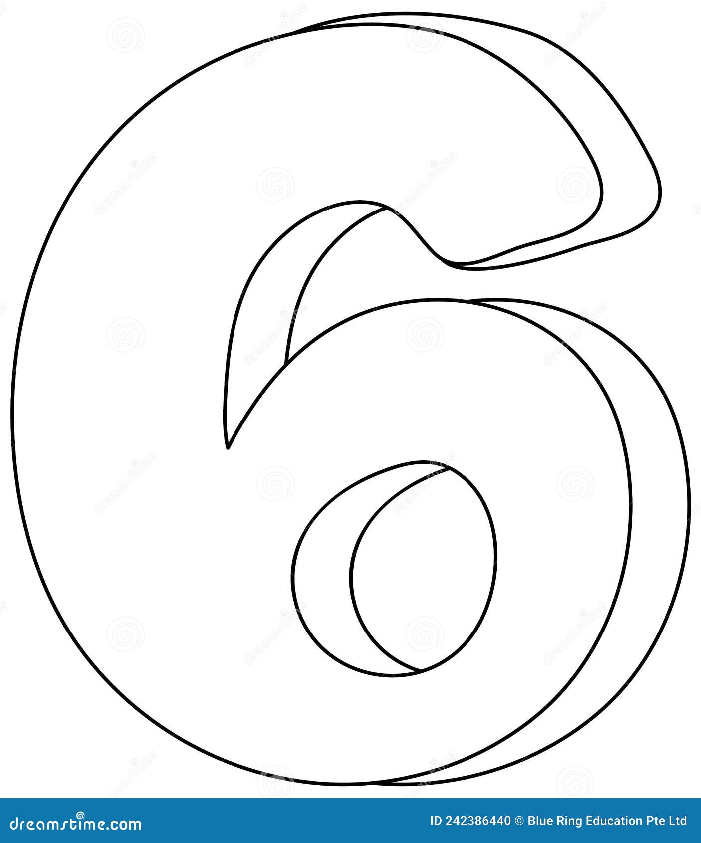Number Six Doodle Outline for Colouring Stock Vector - Illustration of ...