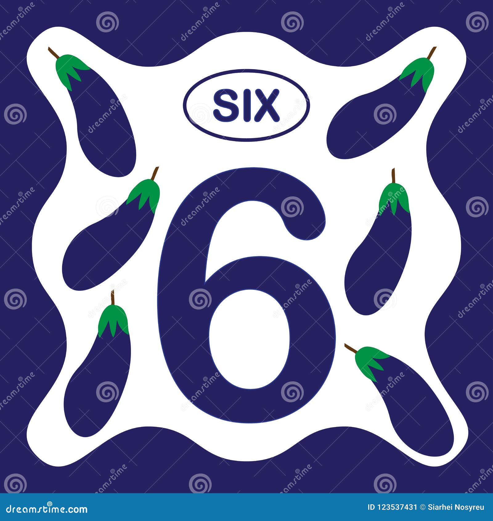Number 6 Six, Educational Card, Learning Counting Stock Vector ... Number 6 Six, Educational Card, Learning Counting Stock Vector ...