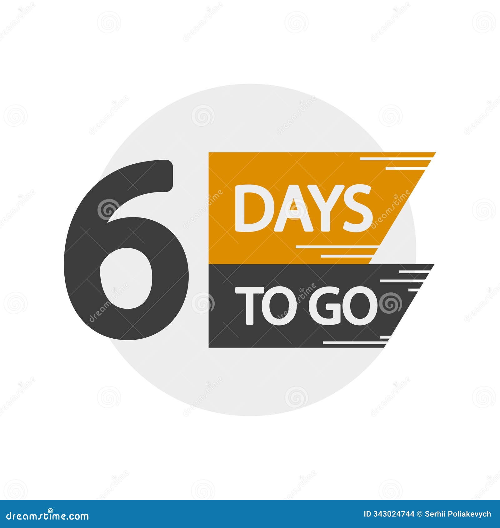 Number Six Focus. Yellow and Gray Banner. Bold 6 Days Left. Vector ...