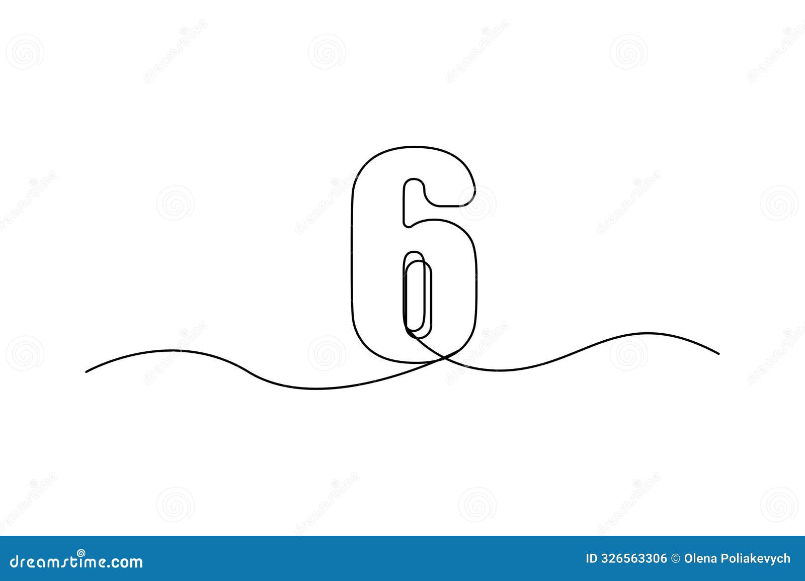 Number Six Icon. Minimalist Line Vector. Simple Numeric Design. Clean ...