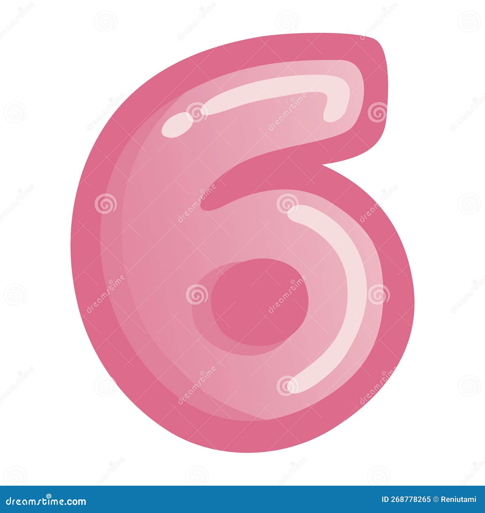 Number 6 Six Pink Bold Alphabet Vector Icon Stock Vector - Illustration ...