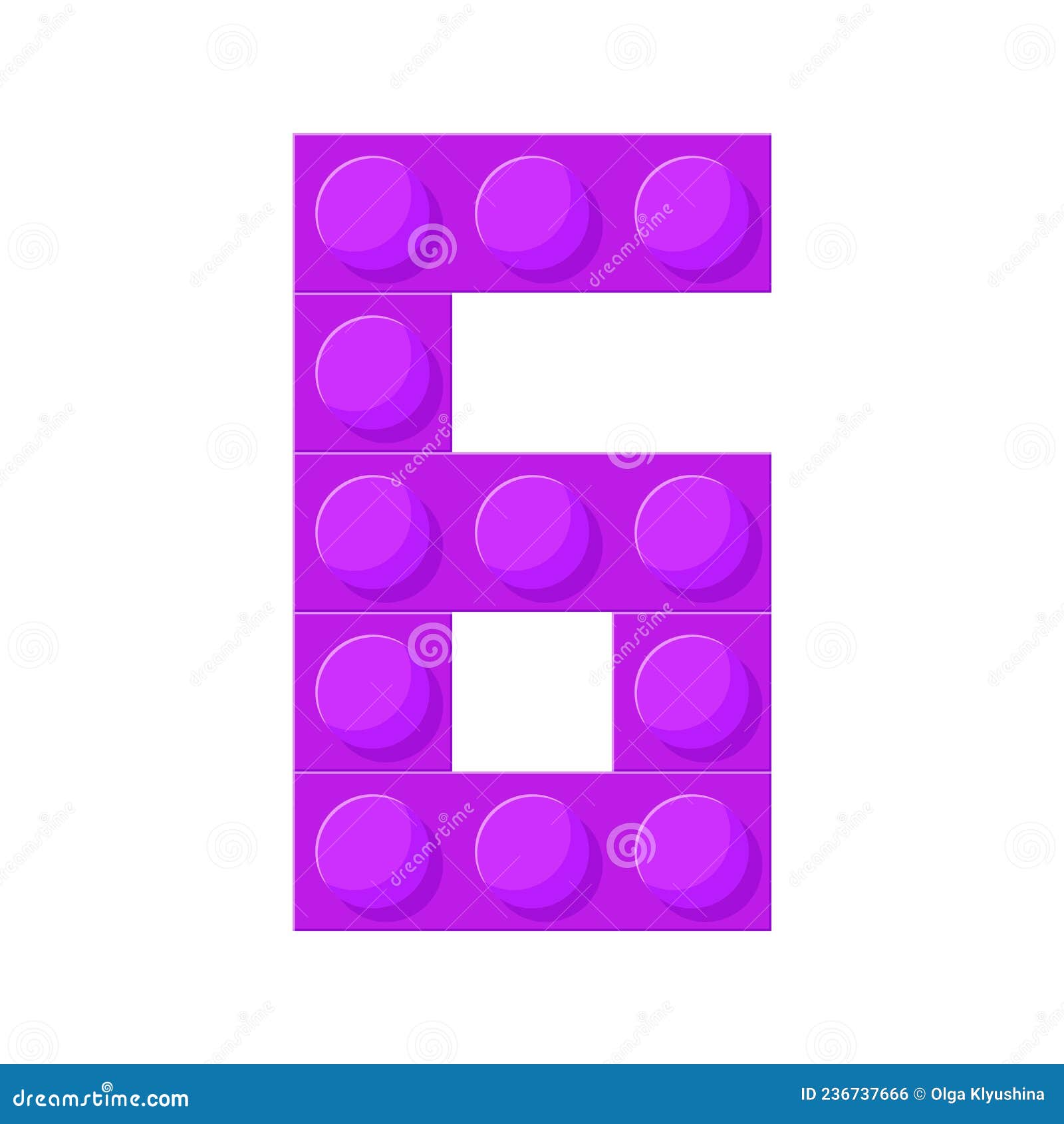 Number Six Plastic Blocks. Flat Style Stock Vector - Illustration of ...
