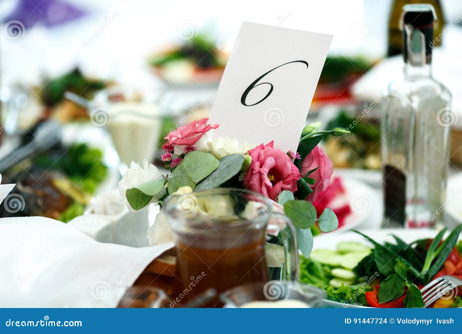 Number Six Printed on the White Paper Stands in the Bouquet Stock Photo ...