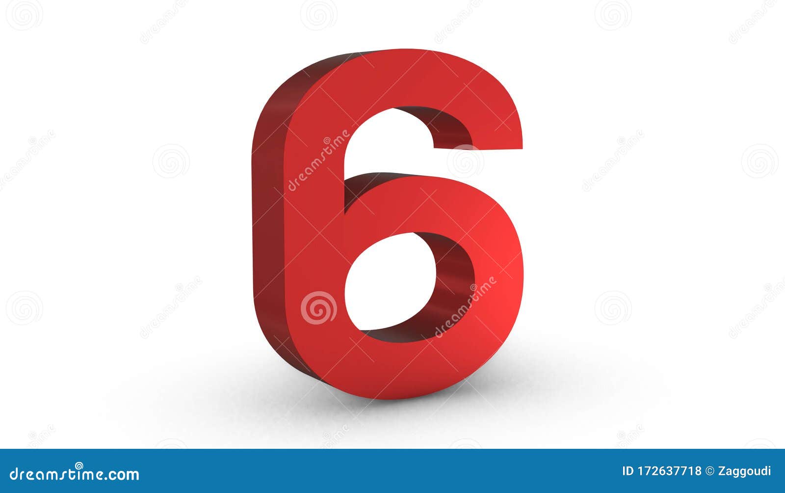 Number 6 Six Red Sign 3D Rendering Isolated on White Background Stock ...