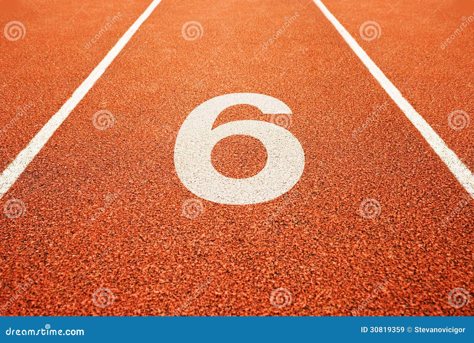 Number Six on Running Track Stock Image - Image of compete, number ...