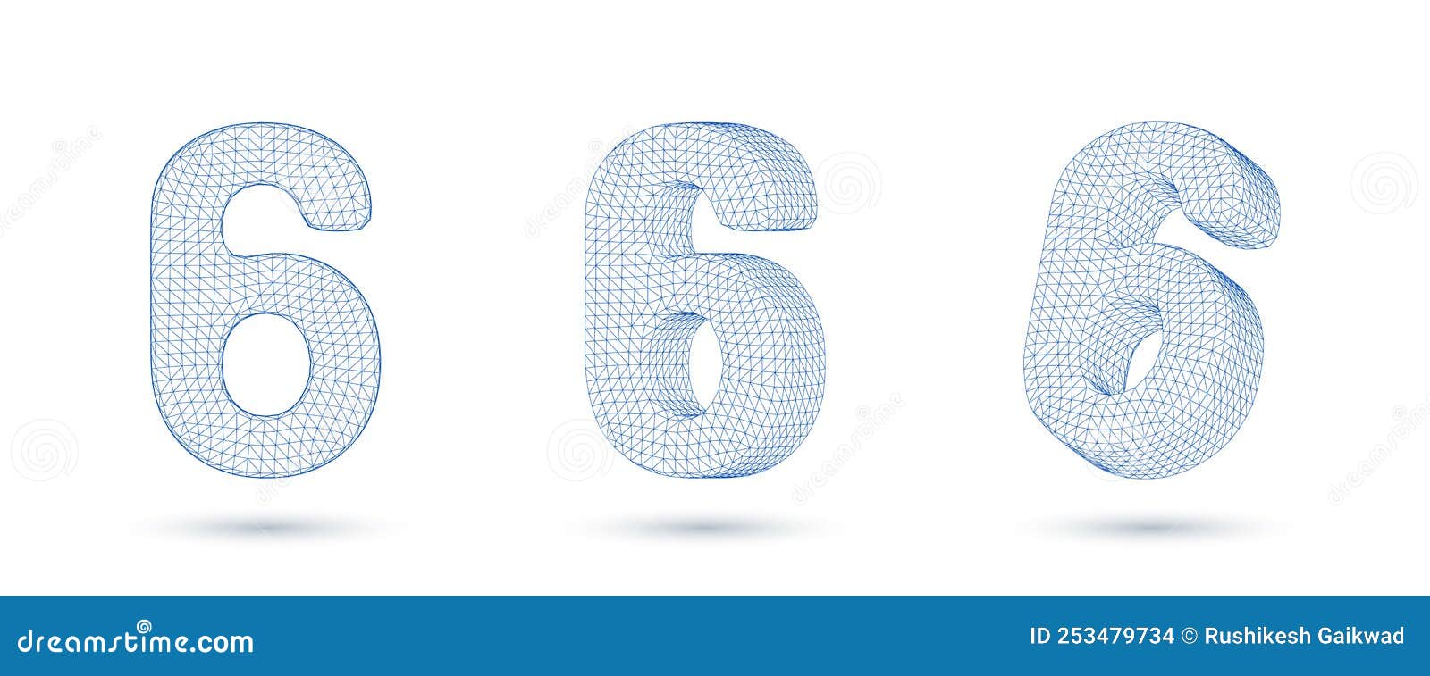 Number Six Wireframe High Polygonal Outline Low Poly Style Vector ...