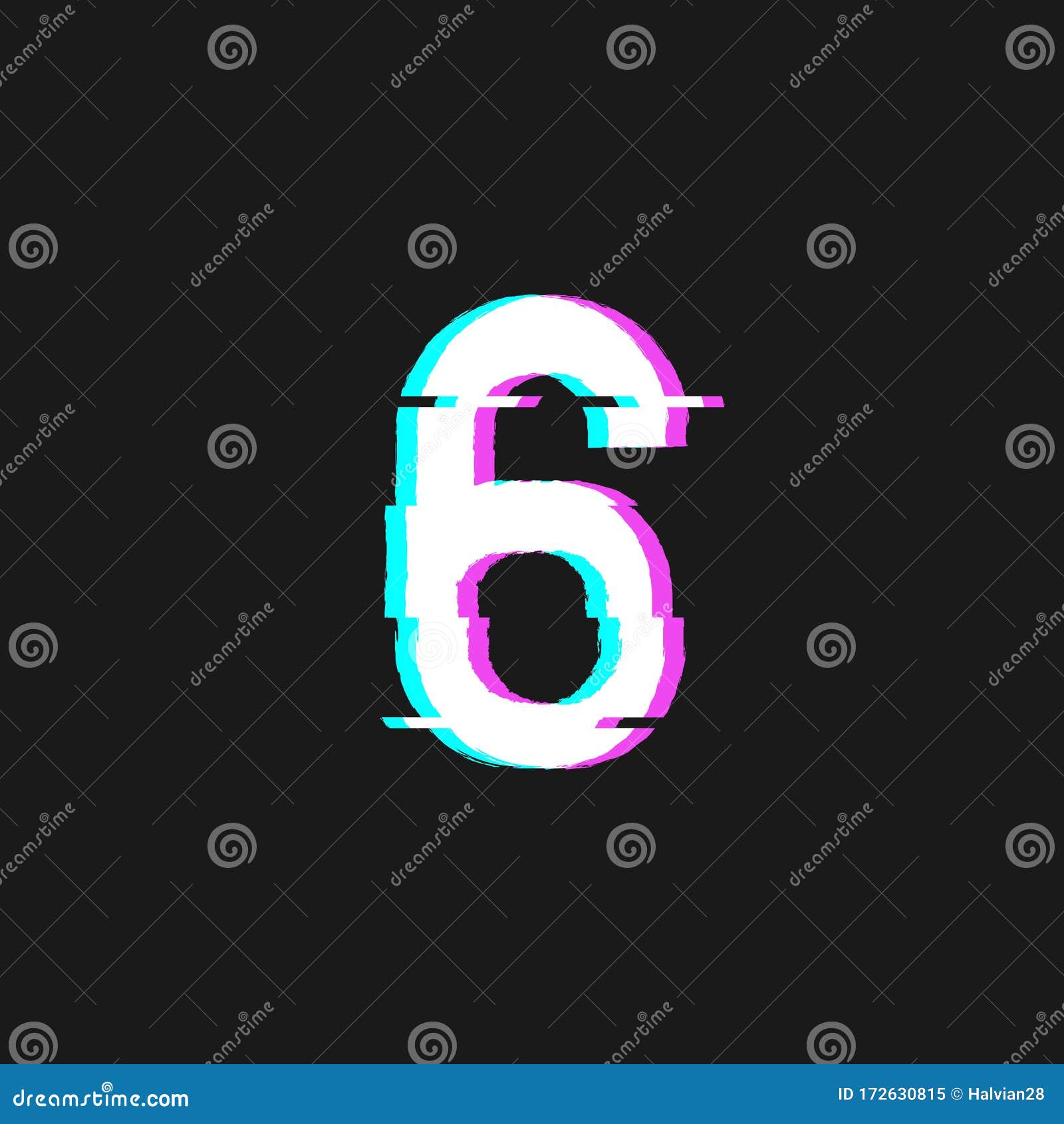 Number 6 or Sixth with Glitch Effect Style for Countdown, Poster, Flyer ...