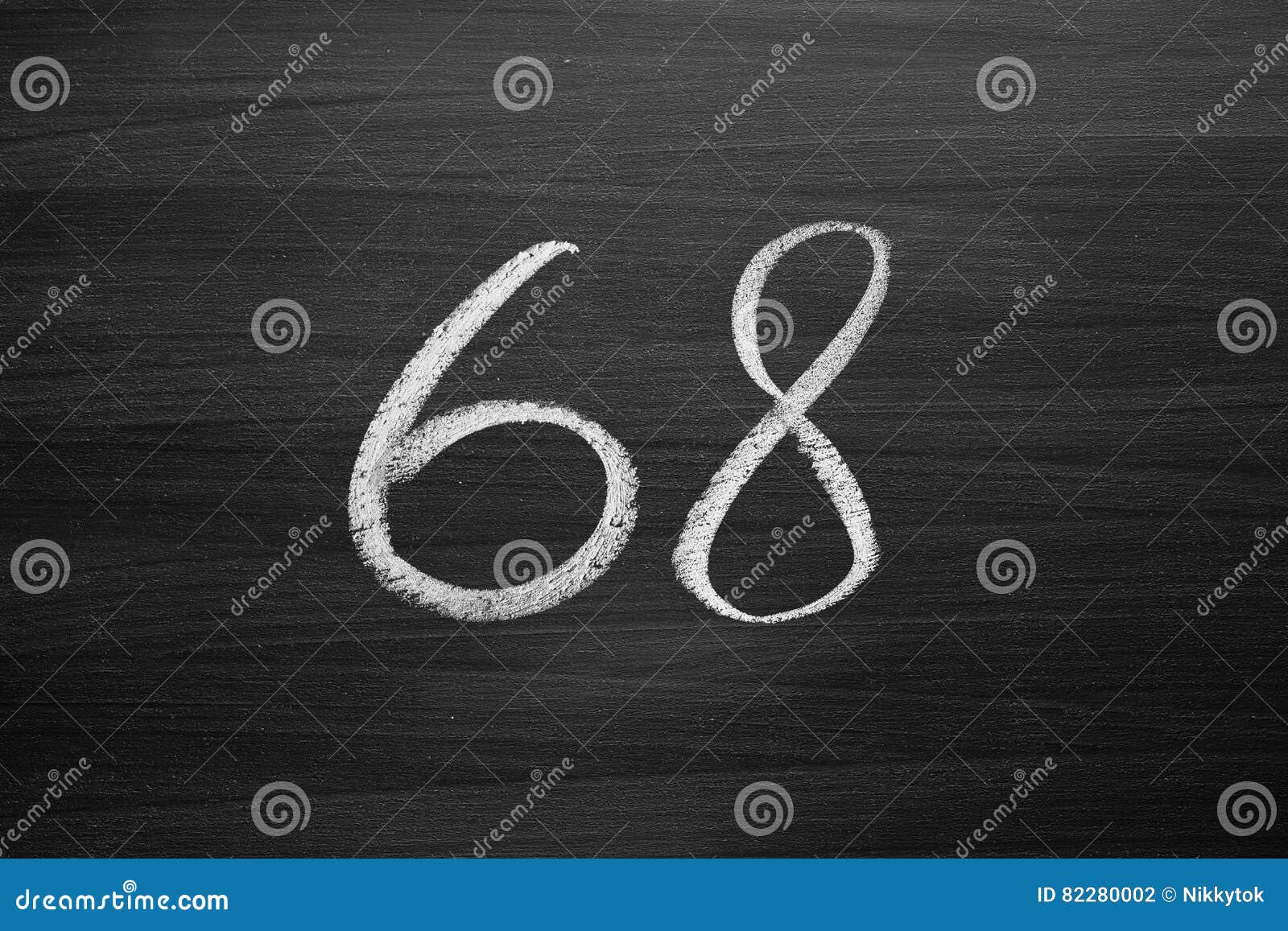 Number Sixty Eight Enumeration Written with a Chalk on the Blackboard ...