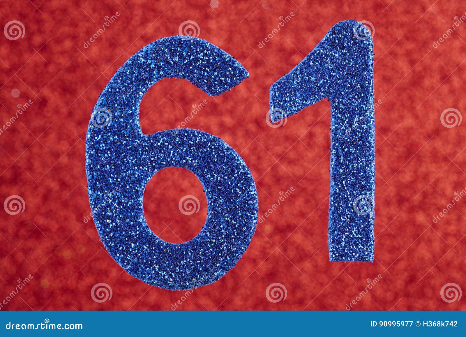 Number Sixty-one Blue Color Over a Red Background. Anniversary Stock ...