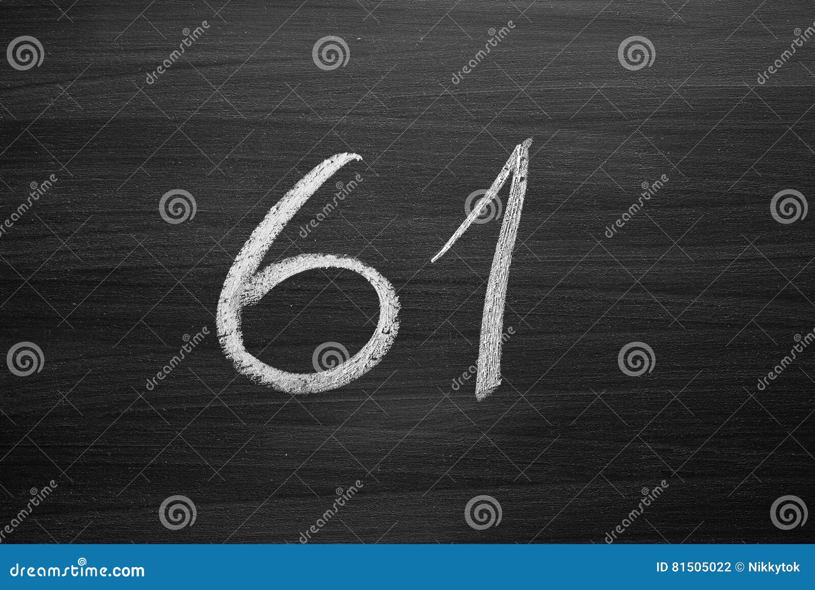 Number Sixty One Enumeration Written with a Chalk on the Blackboard ...