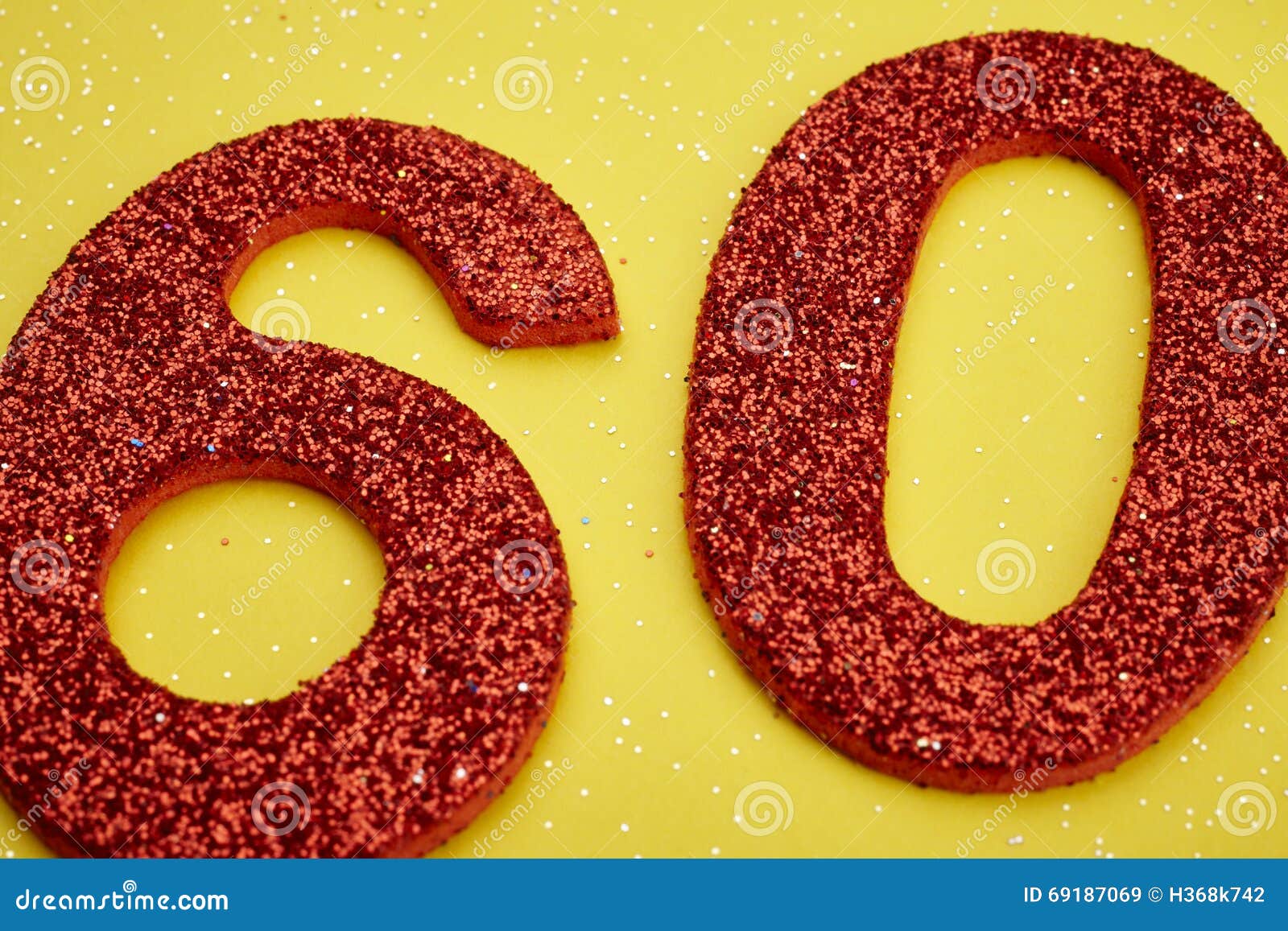 Number Sixty Red Color Over Yellow Background Anniversary Stock Photos ...