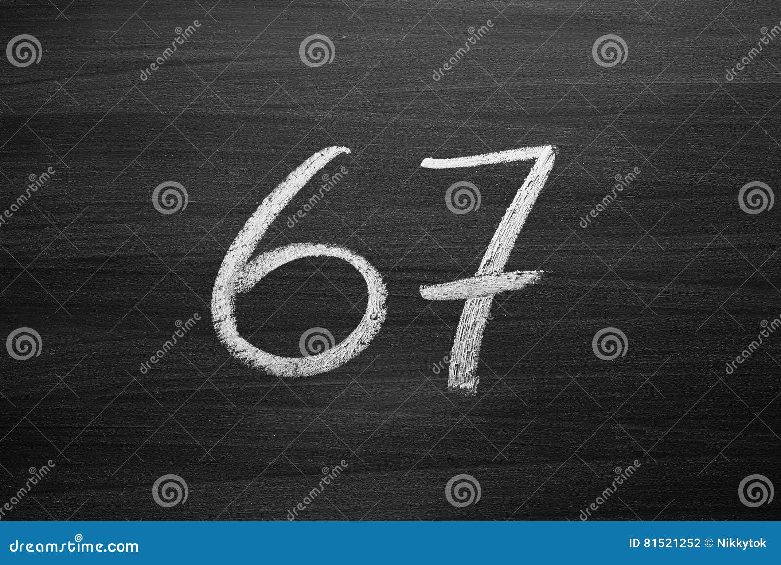 Number Sixty Seven Enumeration Written with a Chalk on the Blackboard ...