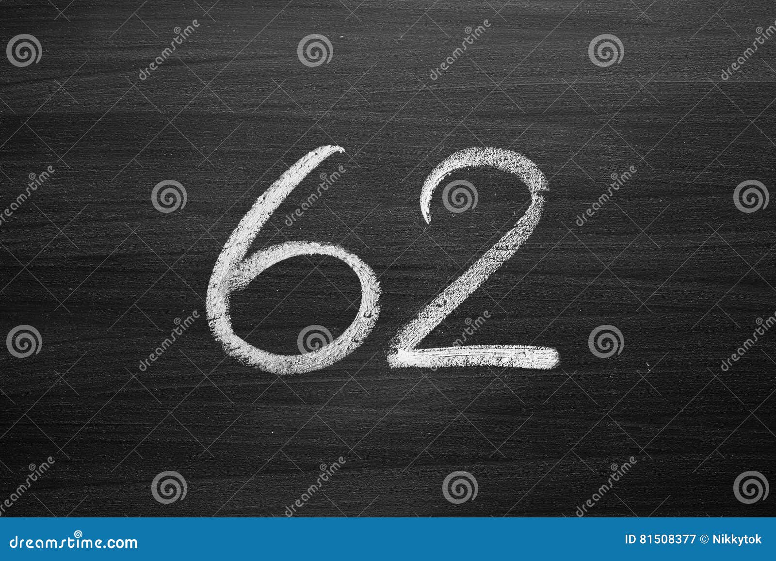 Number Sixty Two Enumeration Written with a Chalk on the Blackboard ...