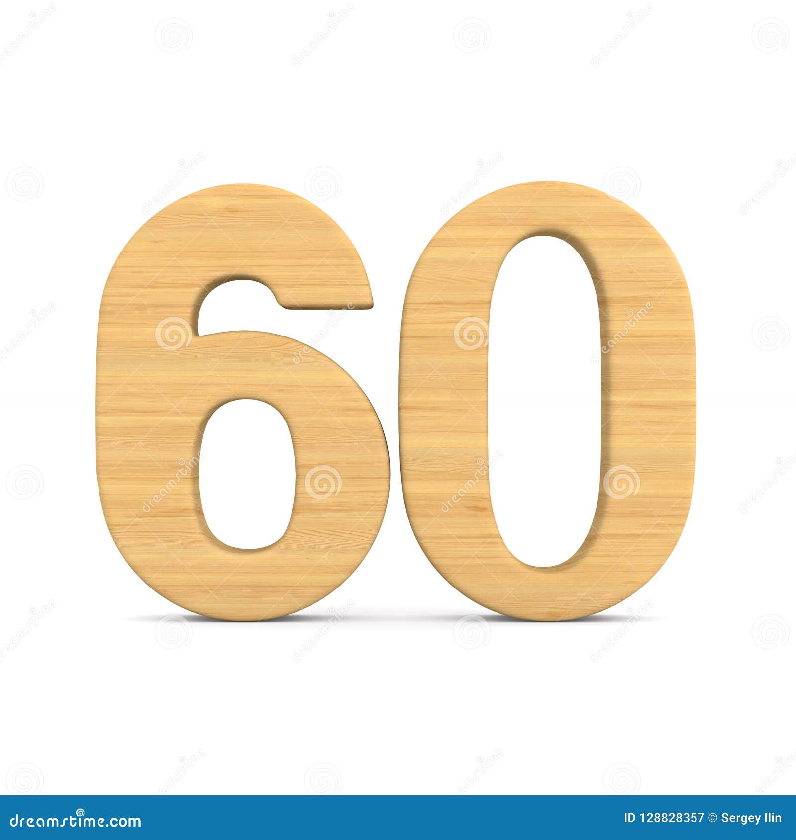 Number Sixty on White Background. Isolated 3D Illustration Stock ...