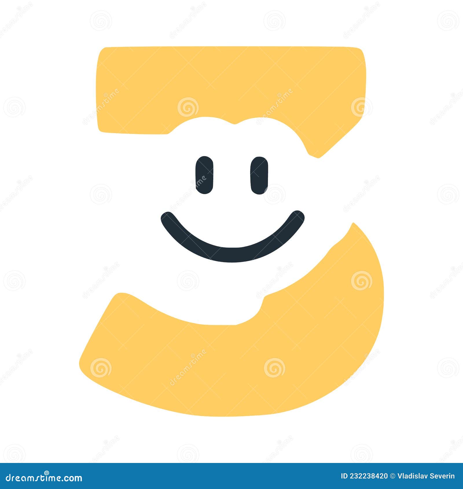 Number 3 with a Smile on the Face Character in Flat Style Stock Vector ...