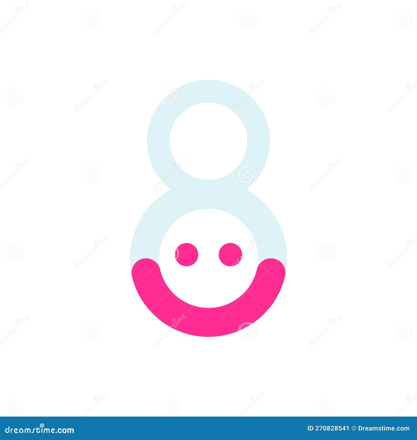 Number 8 with Smile Sign. Isolated Vector Illustration Stock ...