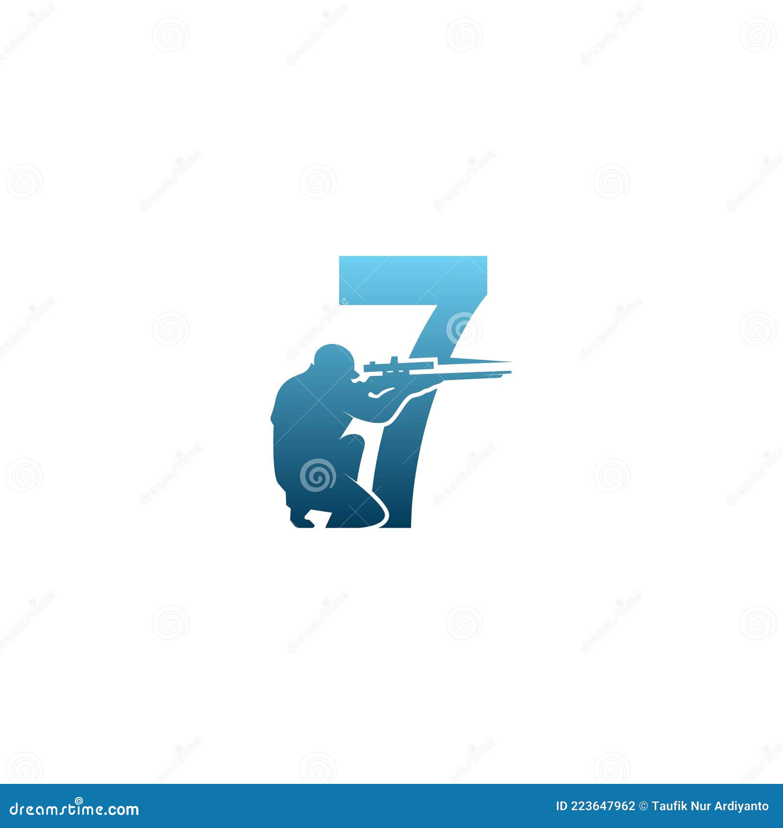 Number 7 with Sniper Icon Logo Design Concept Template Stock Vector ...