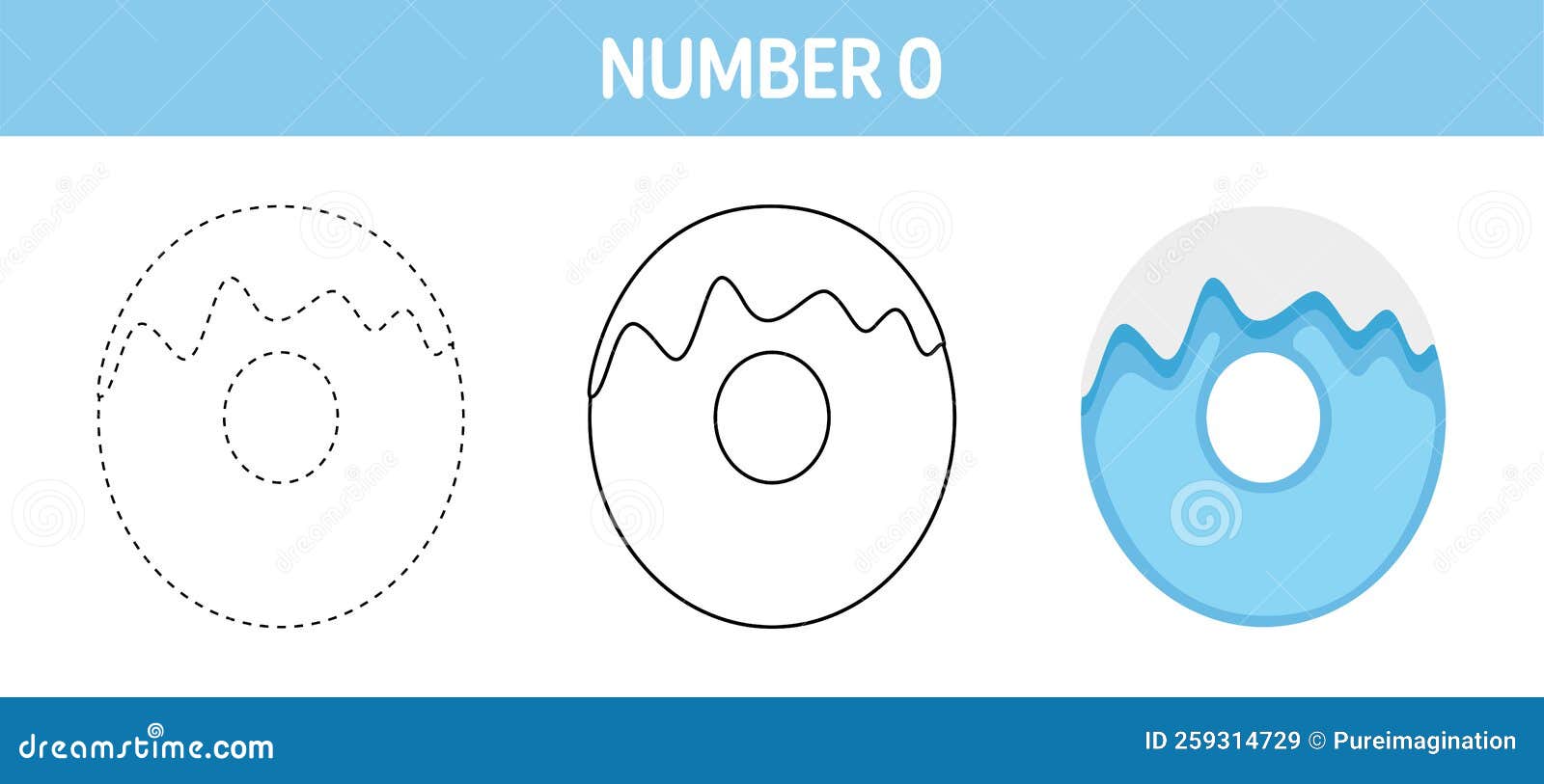 Number 0 Snow Tracing and Coloring Worksheet for Kids Stock Vector ...