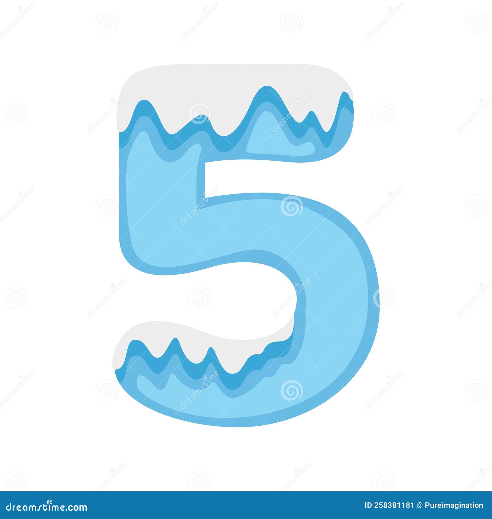 Number 5 Snow, Vector Illustration Stock Vector - Illustration of draw ...