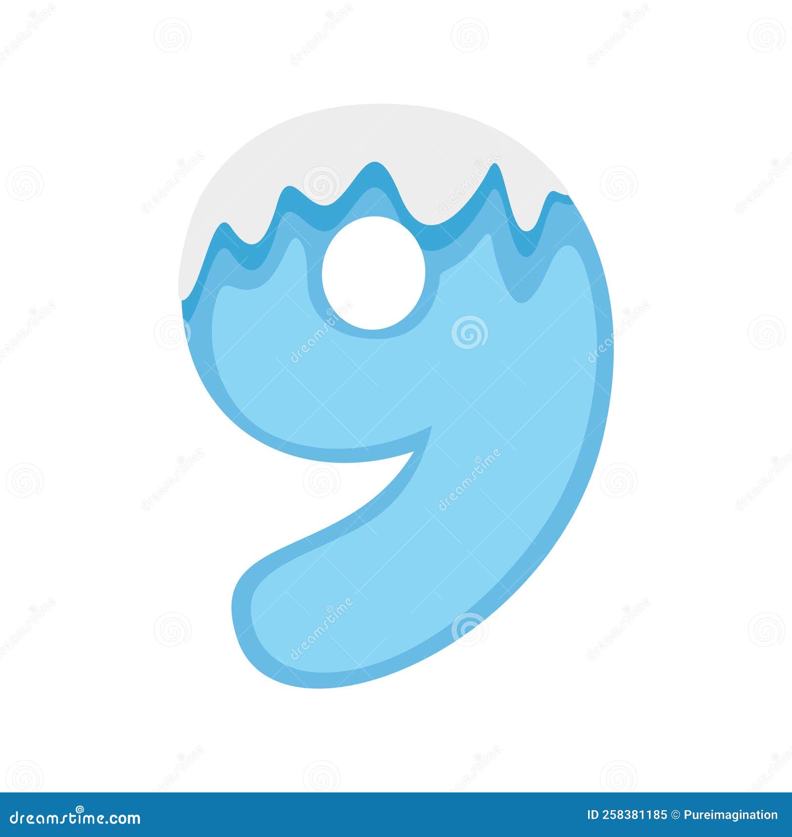 Number 9 Snow, Vector Illustration Stock Vector - Illustration of ...