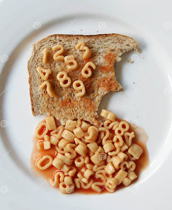 Number spaghetti on toast stock photo. Image of shapes - 1877456