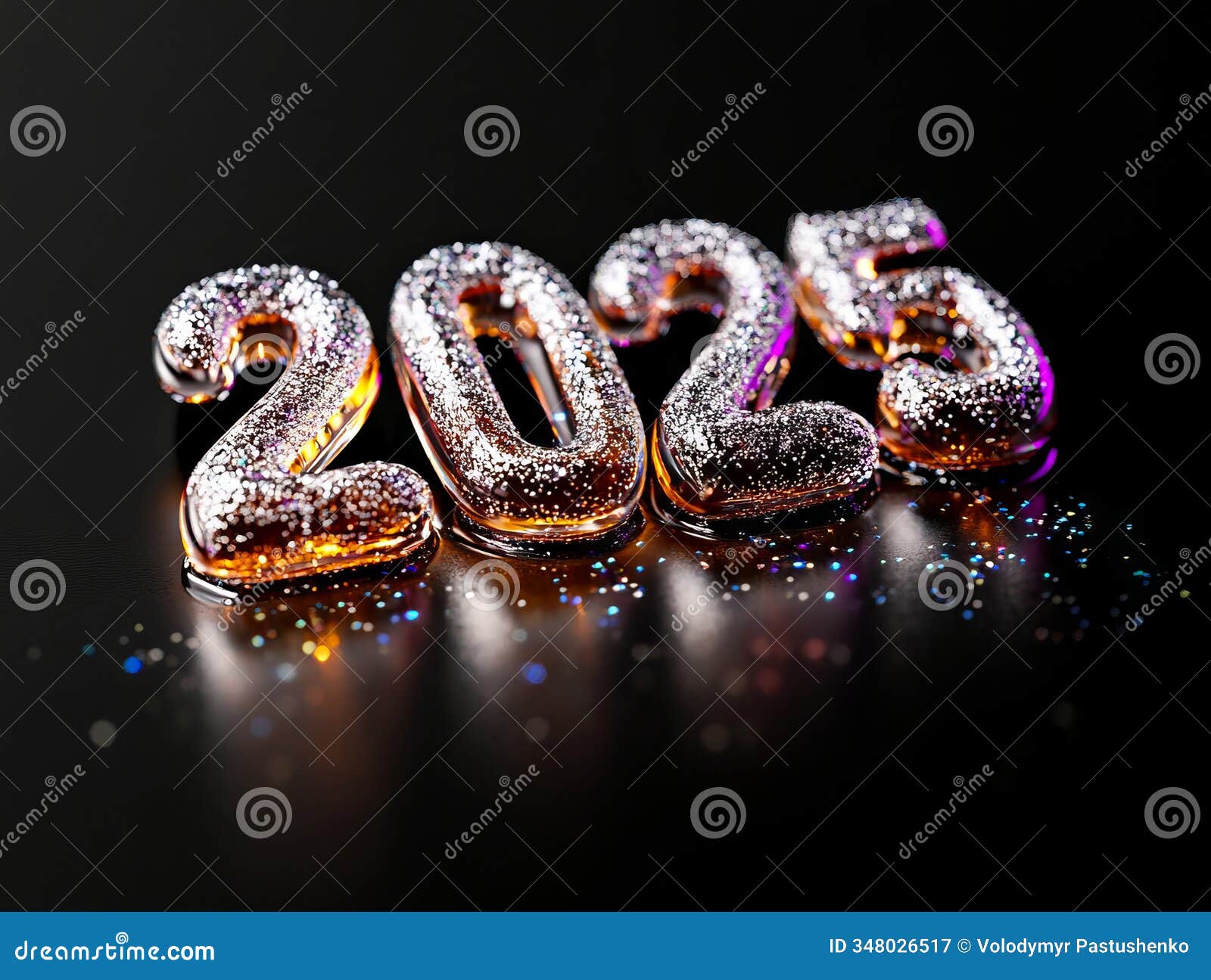 A Number of Sparkling Numbers on a Black Surface Stock Image - Image of ...