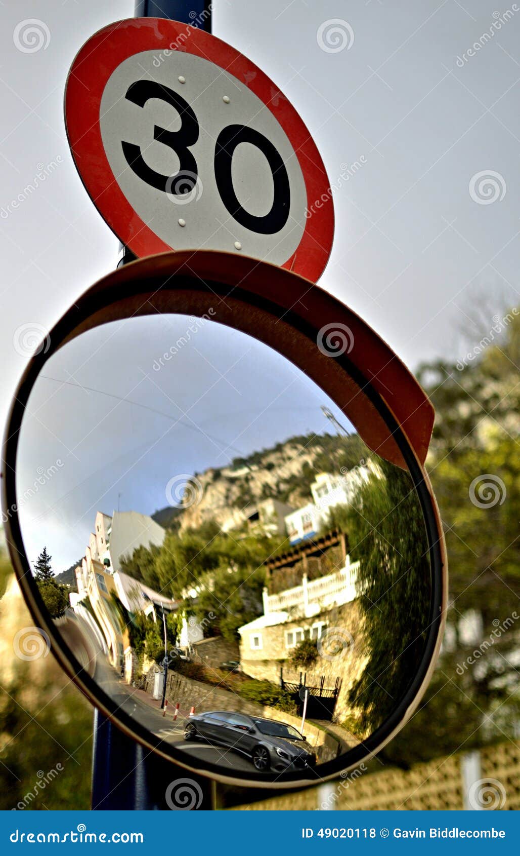 Convex Mirror In The Corner Of The Supermarket With Evacuation Route ...