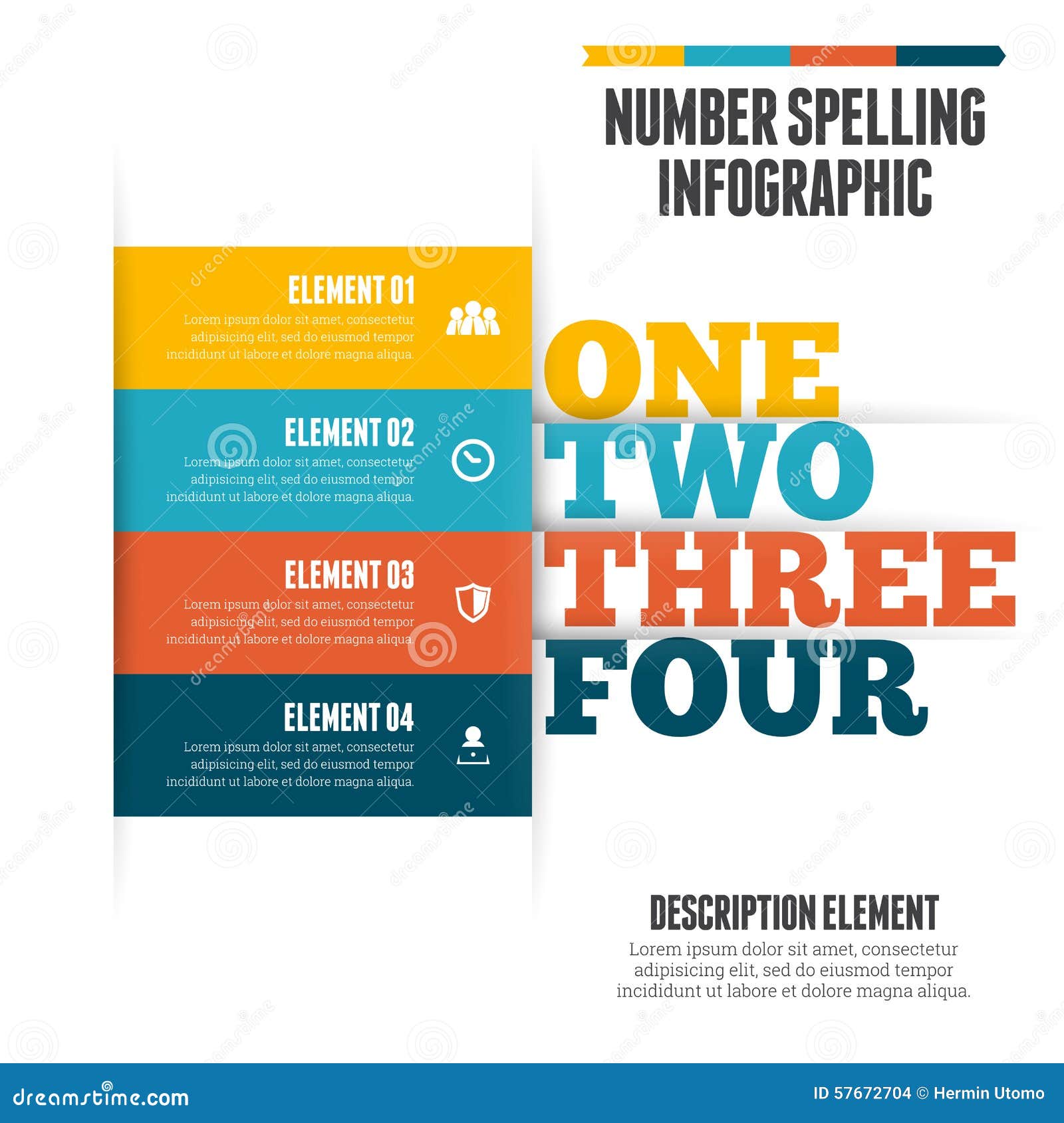 Number Spelling Infographic Stock Vector - Illustration of shape ...