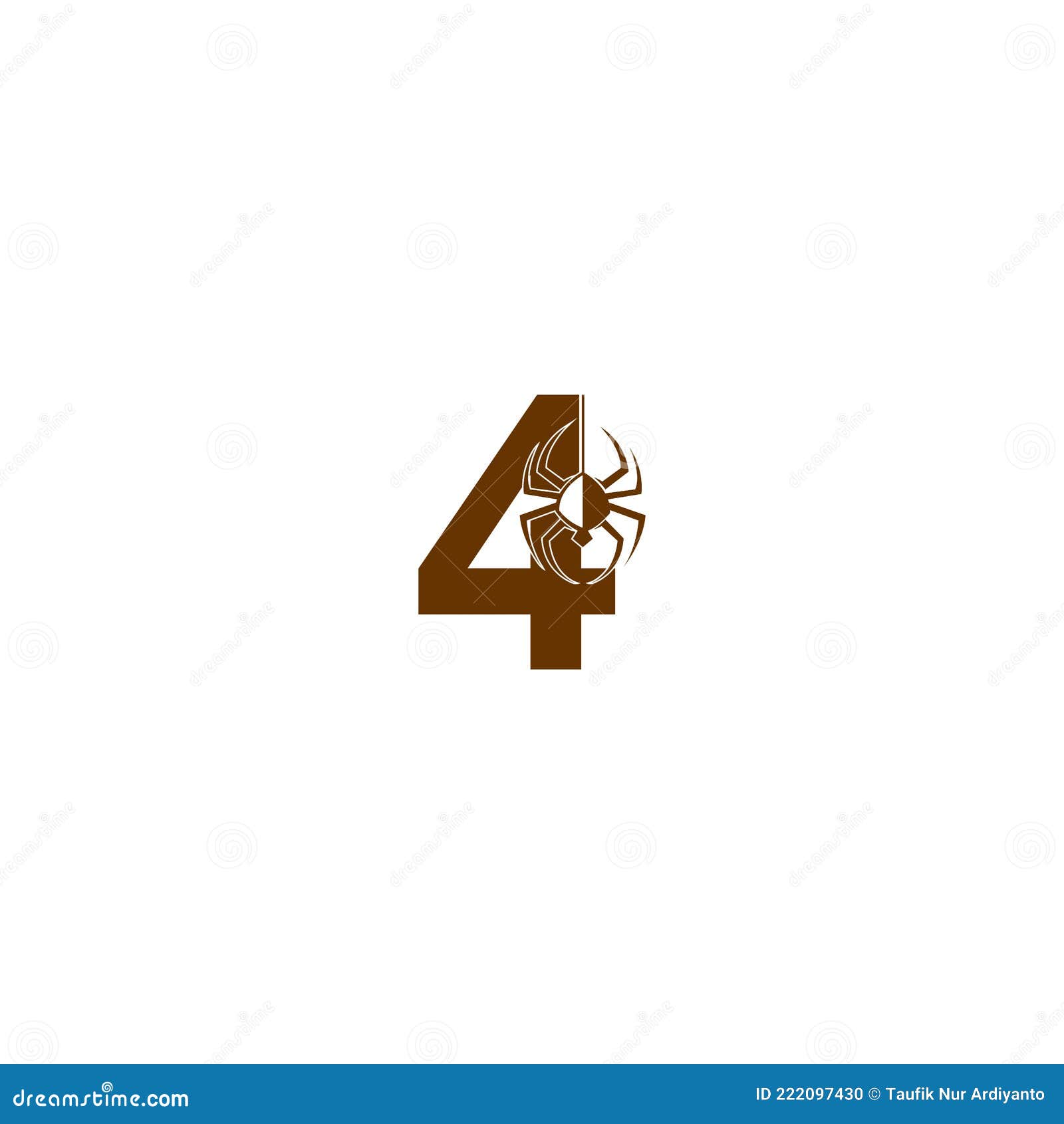 Number 4 with Spider Icon Logo Design Template Stock Vector ...